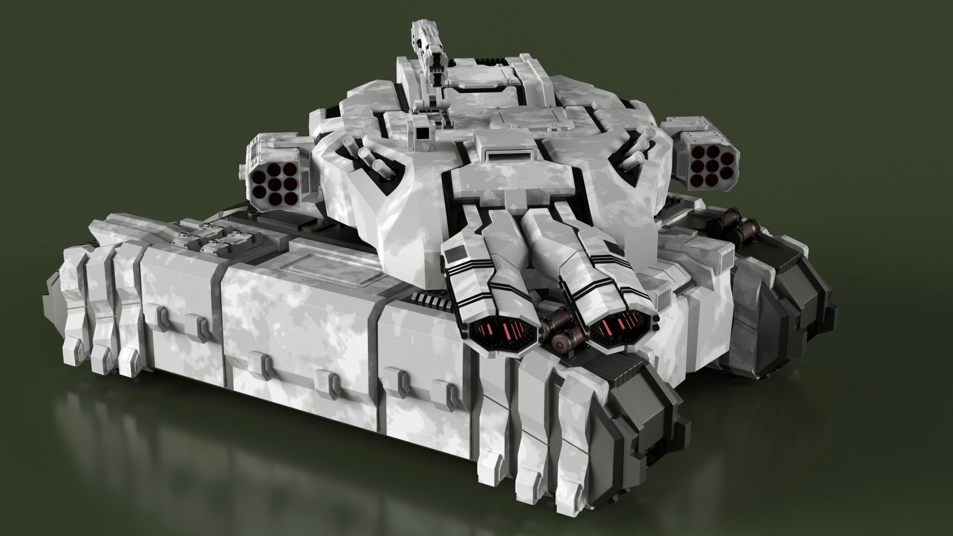 Futuristic Heavy Tank Winter Khaki Rigged 3D Model - TurboSquid 2280246