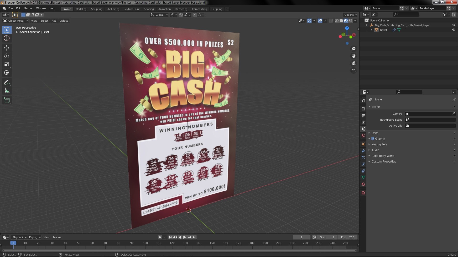 3D Big Cash Scratching Card With Erased Layer - TurboSquid 2115691