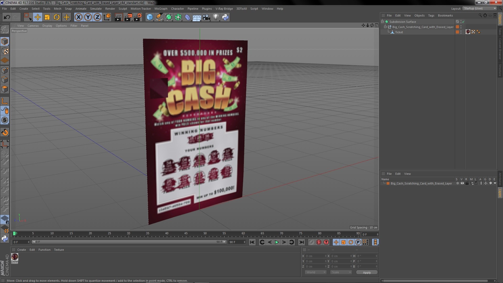 3D Big Cash Scratching Card With Erased Layer - TurboSquid 2115691
