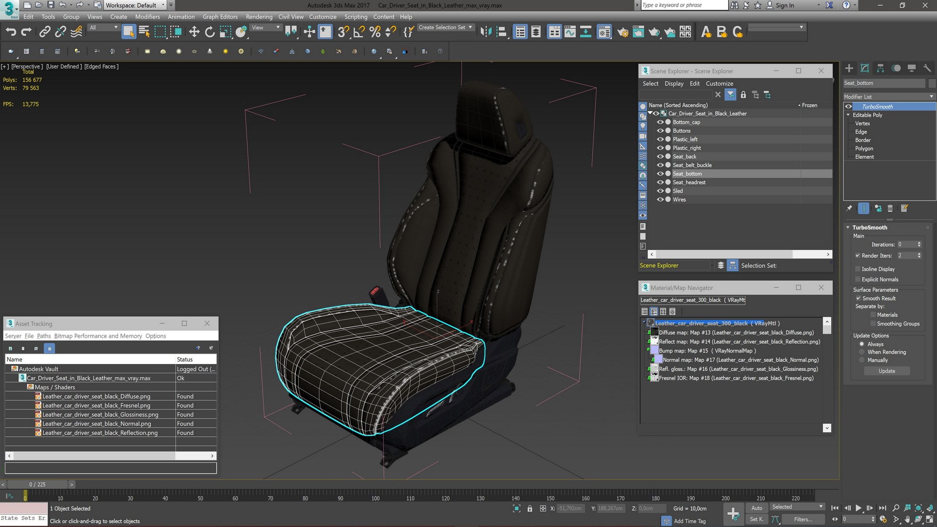 Car Driver Seat in Black Leather 3D model - TurboSquid 2161836