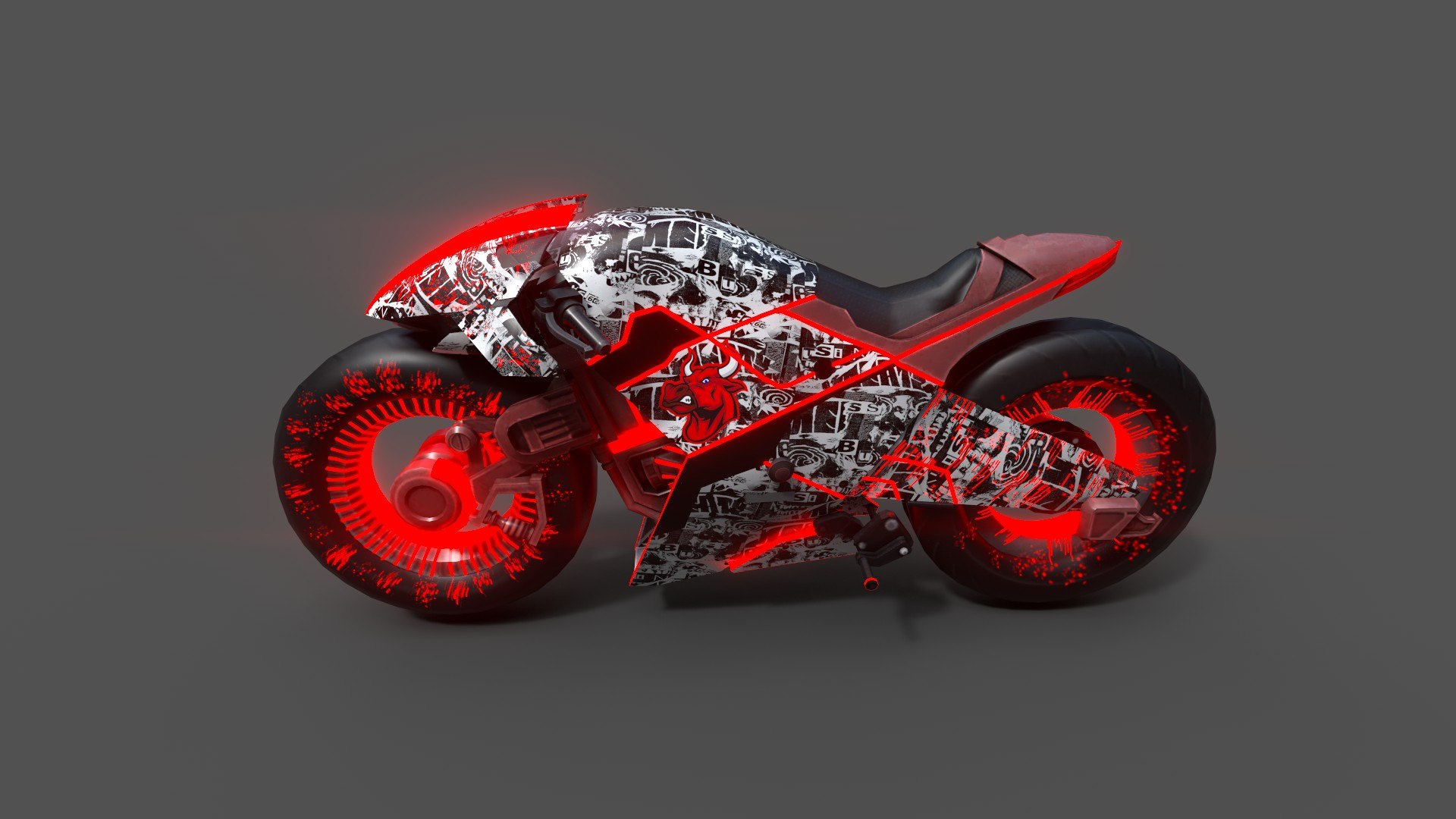 Sci-Fi Motorcycle Neon X2 3D Low Poly Model With 4k PBR Textures 3D ...