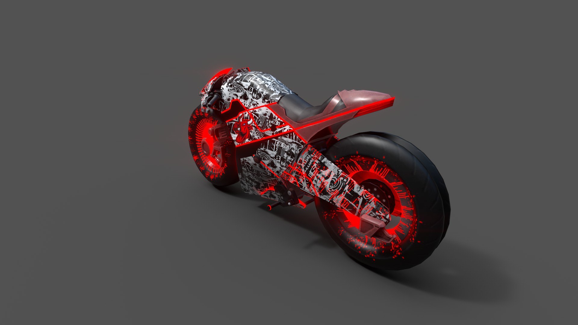 Sci-Fi Motorcycle Neon X2 3D Low Poly Model With 4k PBR Textures 3D ...