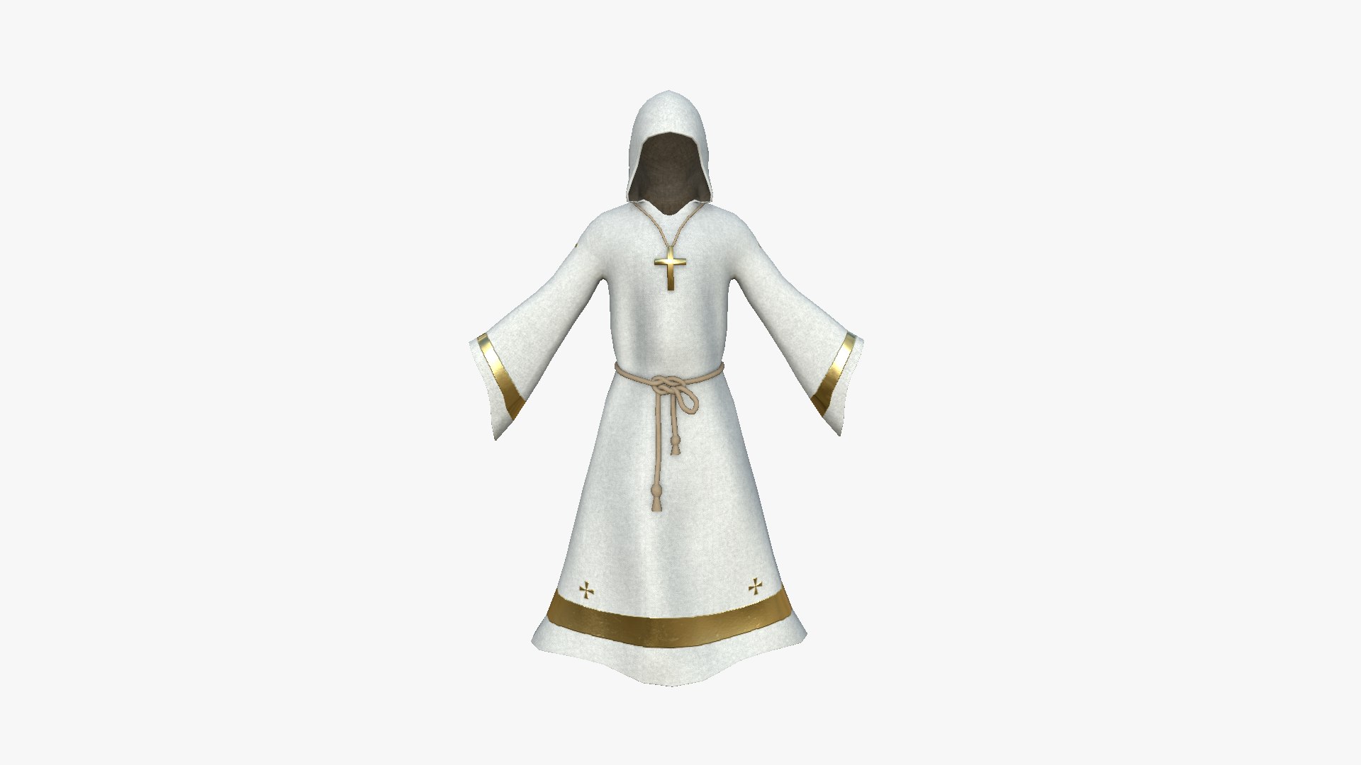 3D Priest Outfit A04 White Gold - Character Clothing Design ...