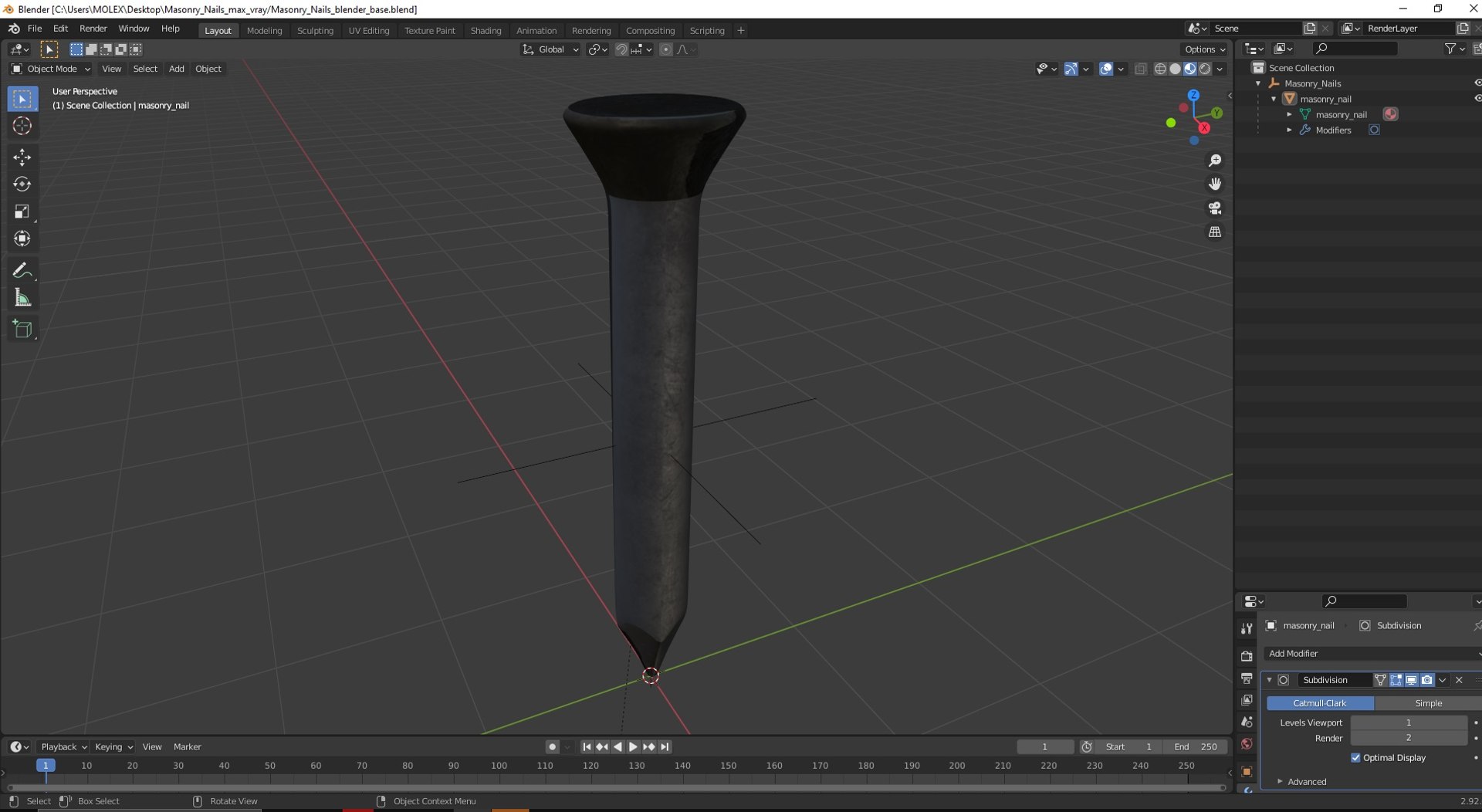 Masonry Nails 3D Model - TurboSquid 2061164