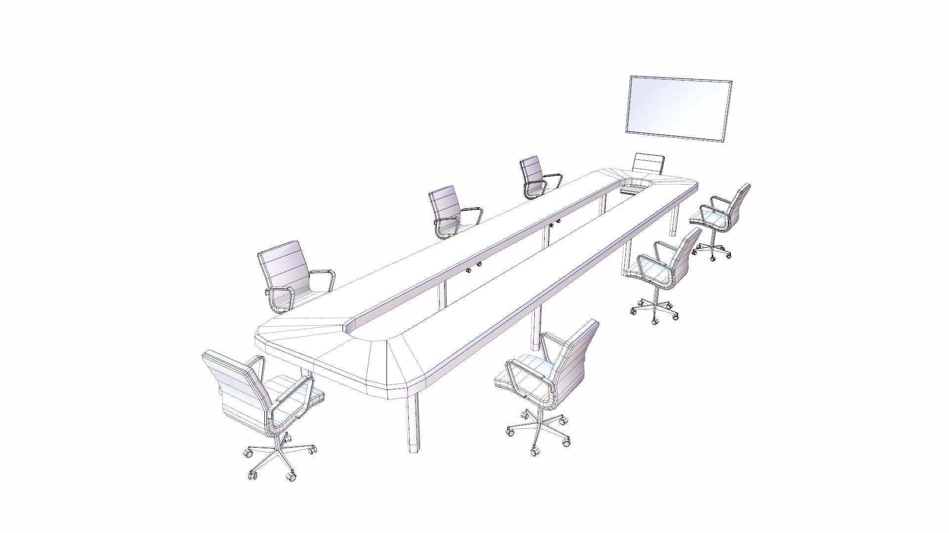 3D Conference Table With Chairs - TurboSquid 2344197