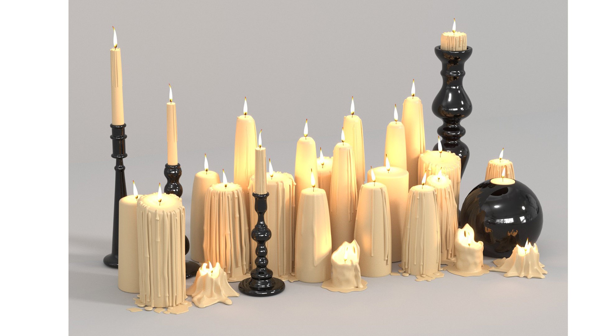 3D Beige Melted Floor Candles For Fireplace - TurboSquid 1961759