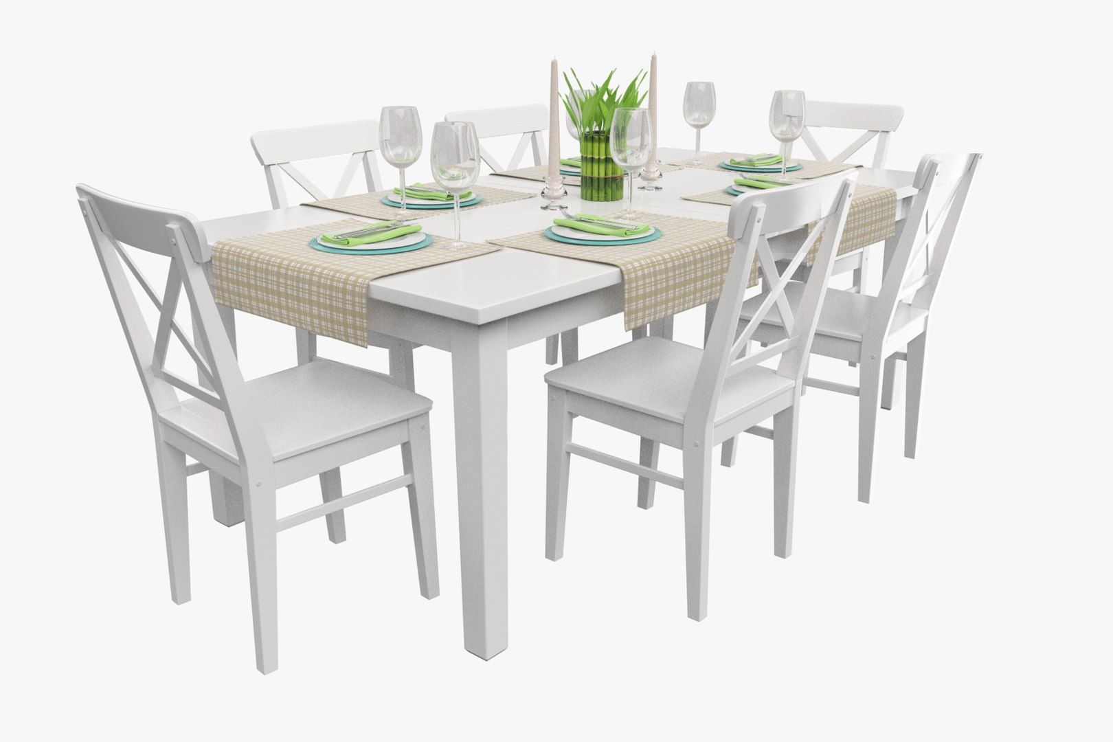 3d High-quality Served Dinner Table