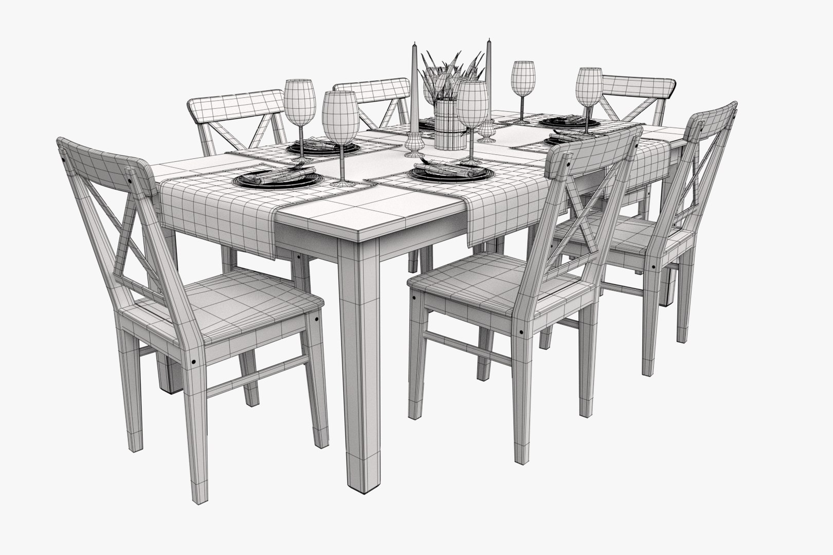 3d High-quality Served Dinner Table