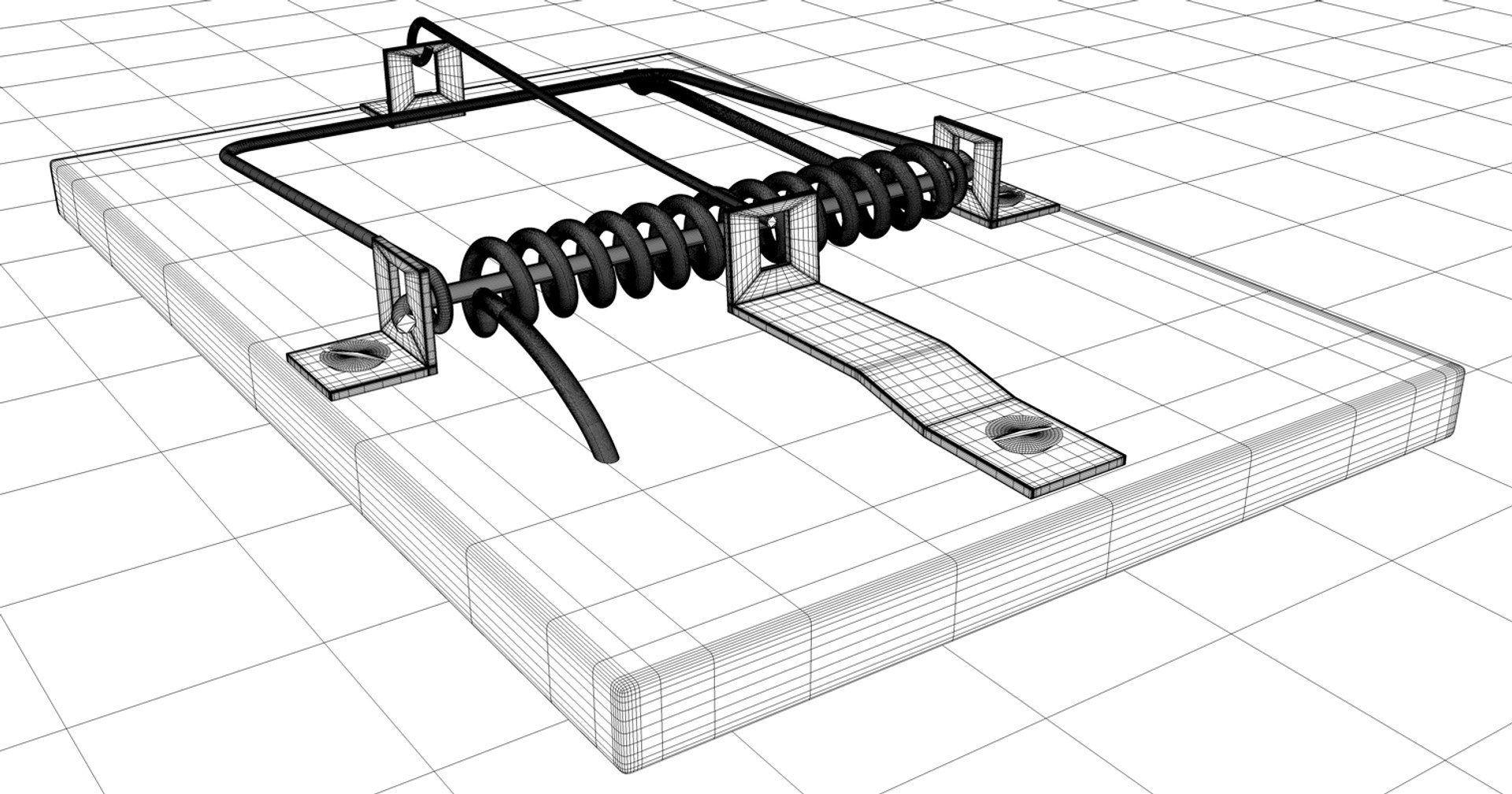 wood metal mousetrap c4d