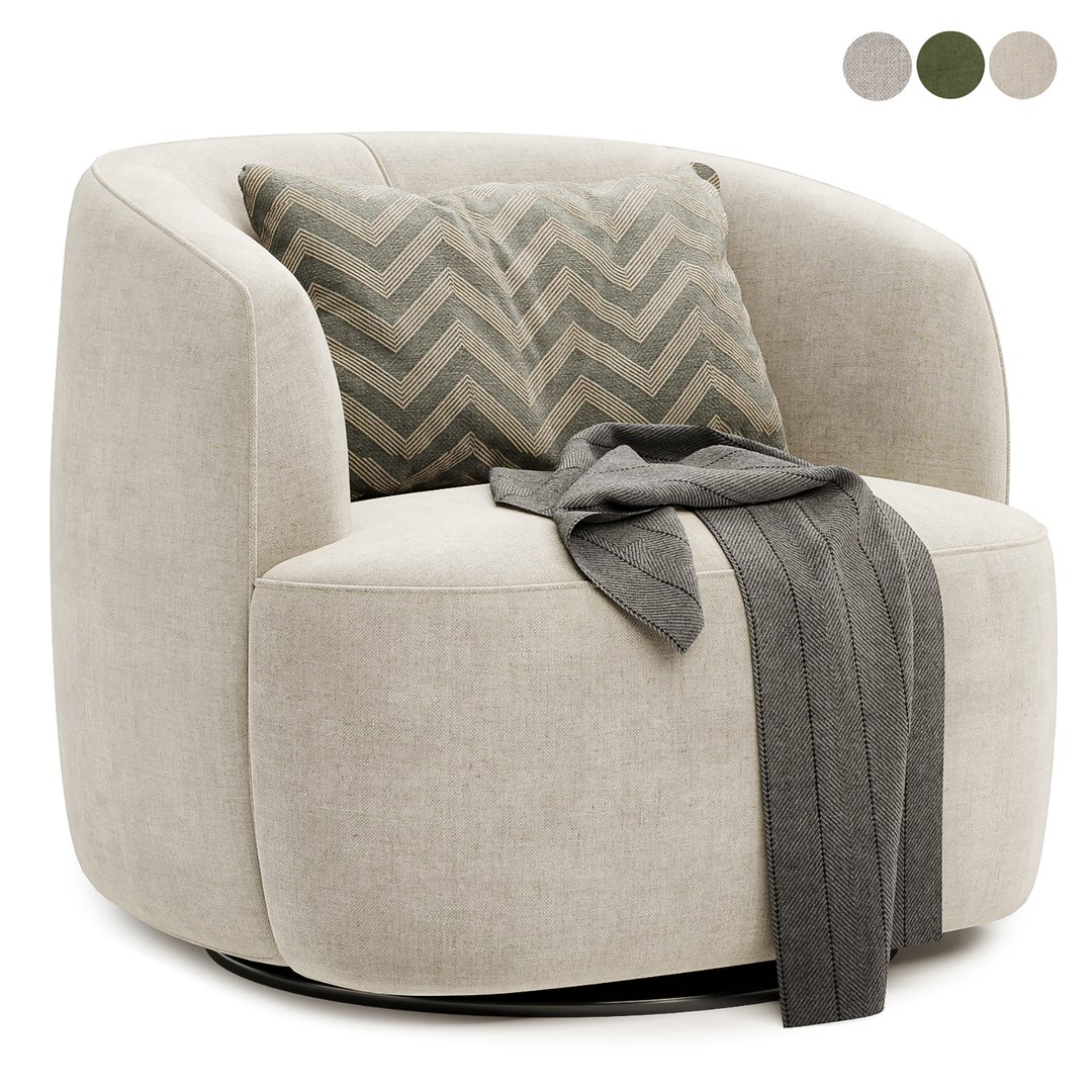 3D Armetta Boucle Upholstered Swivel Armchair model - TurboSquid 2164546