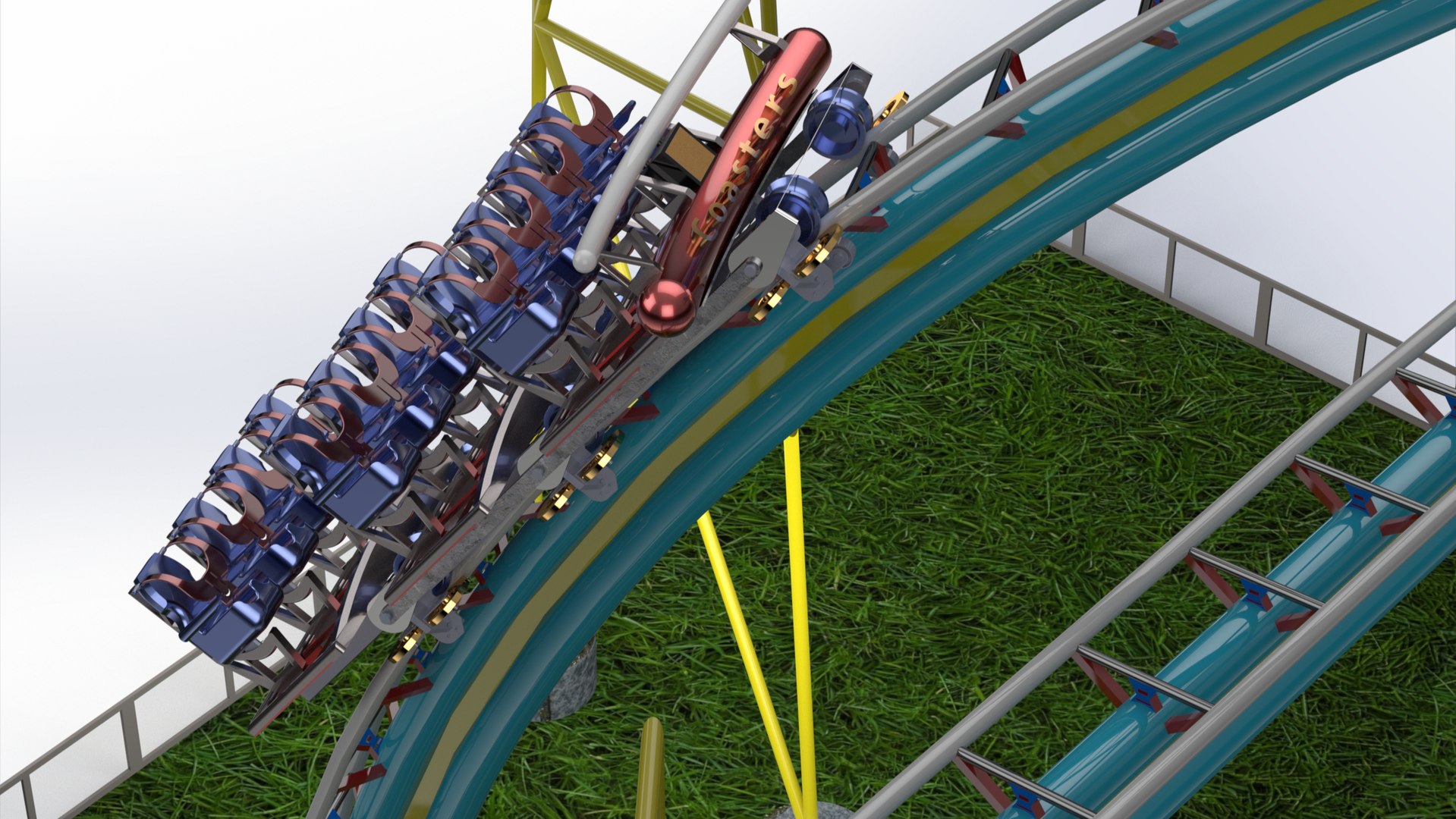 3D Real Scale Roller Coaster 3D Model SolidWorks OBJ FBX High Detail Amusement Park Ride ...