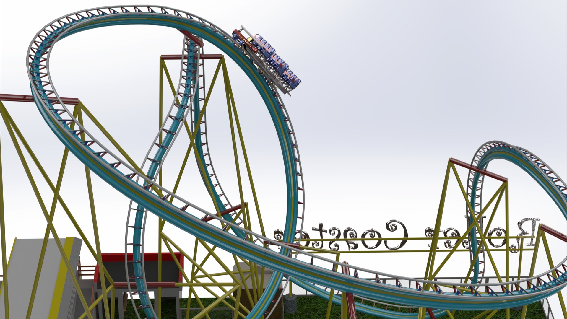 3D Real Scale Roller Coaster 3D Model SolidWorks OBJ FBX High Detail Amusement Park Ride ...