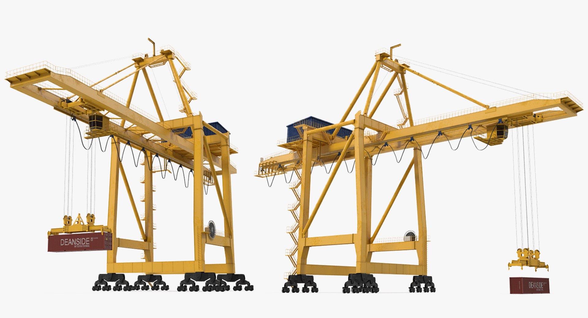 quayside container crane rigged 3d model