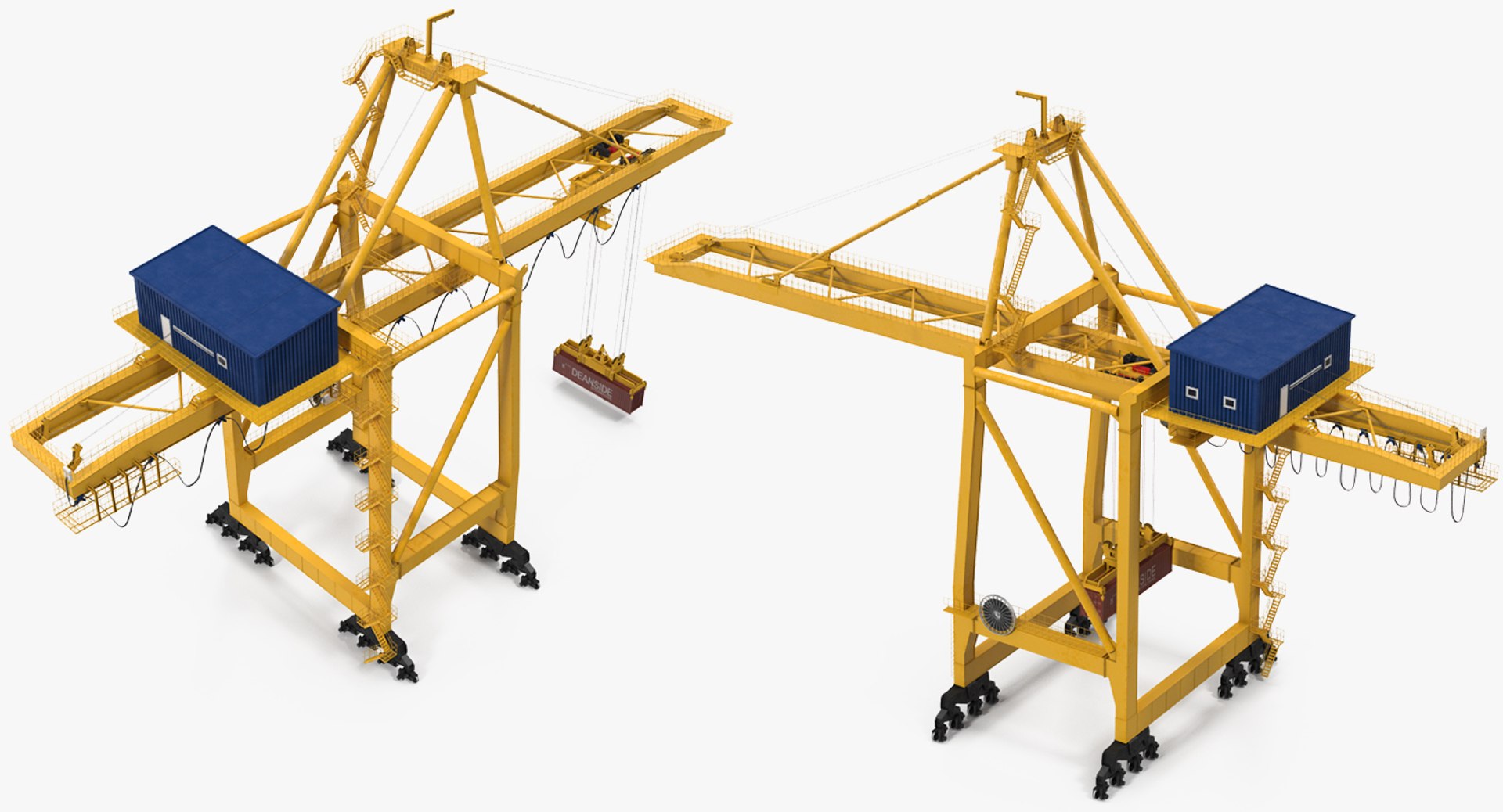 quayside container crane rigged 3d model