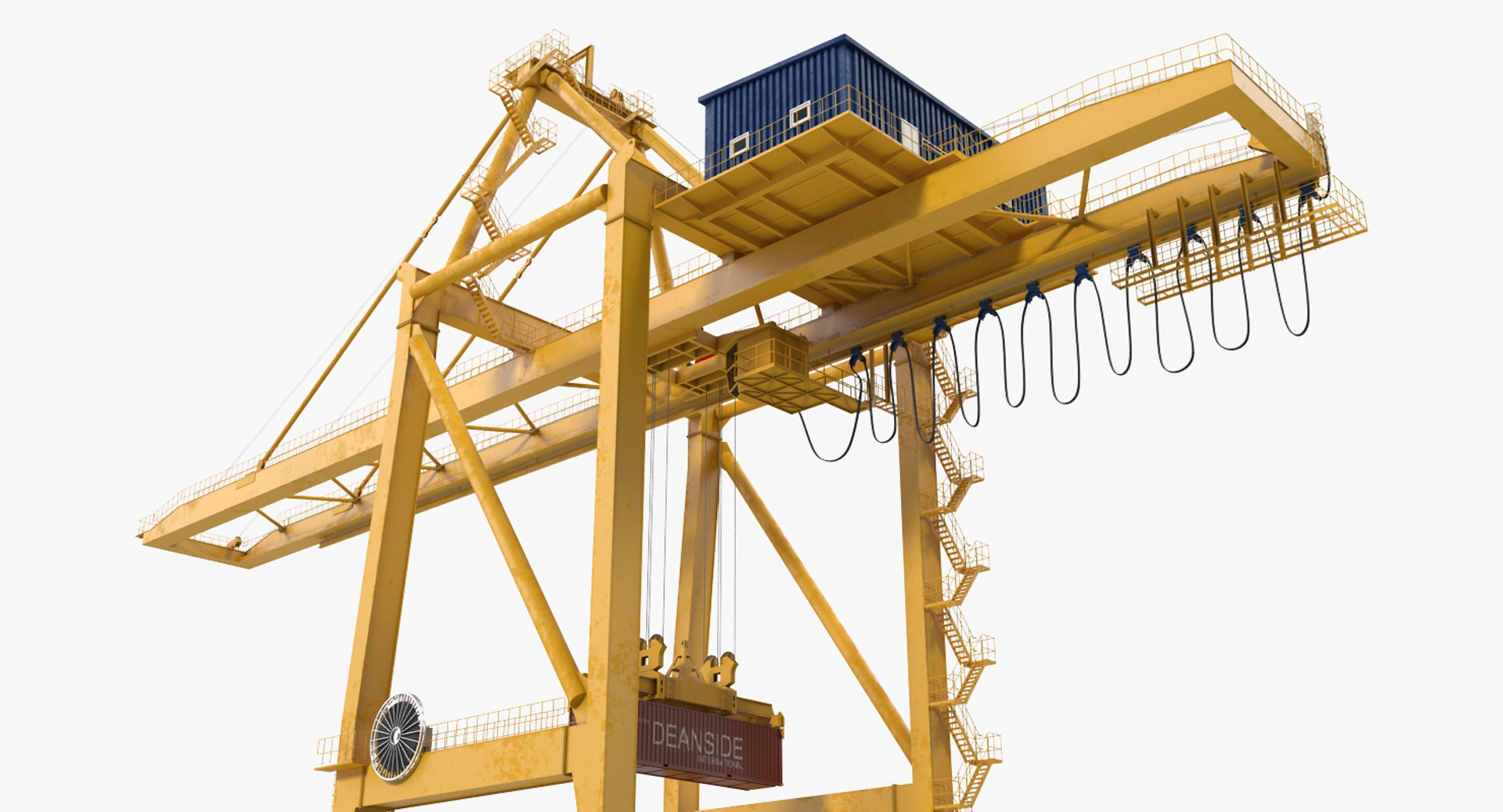 quayside container crane rigged 3d model