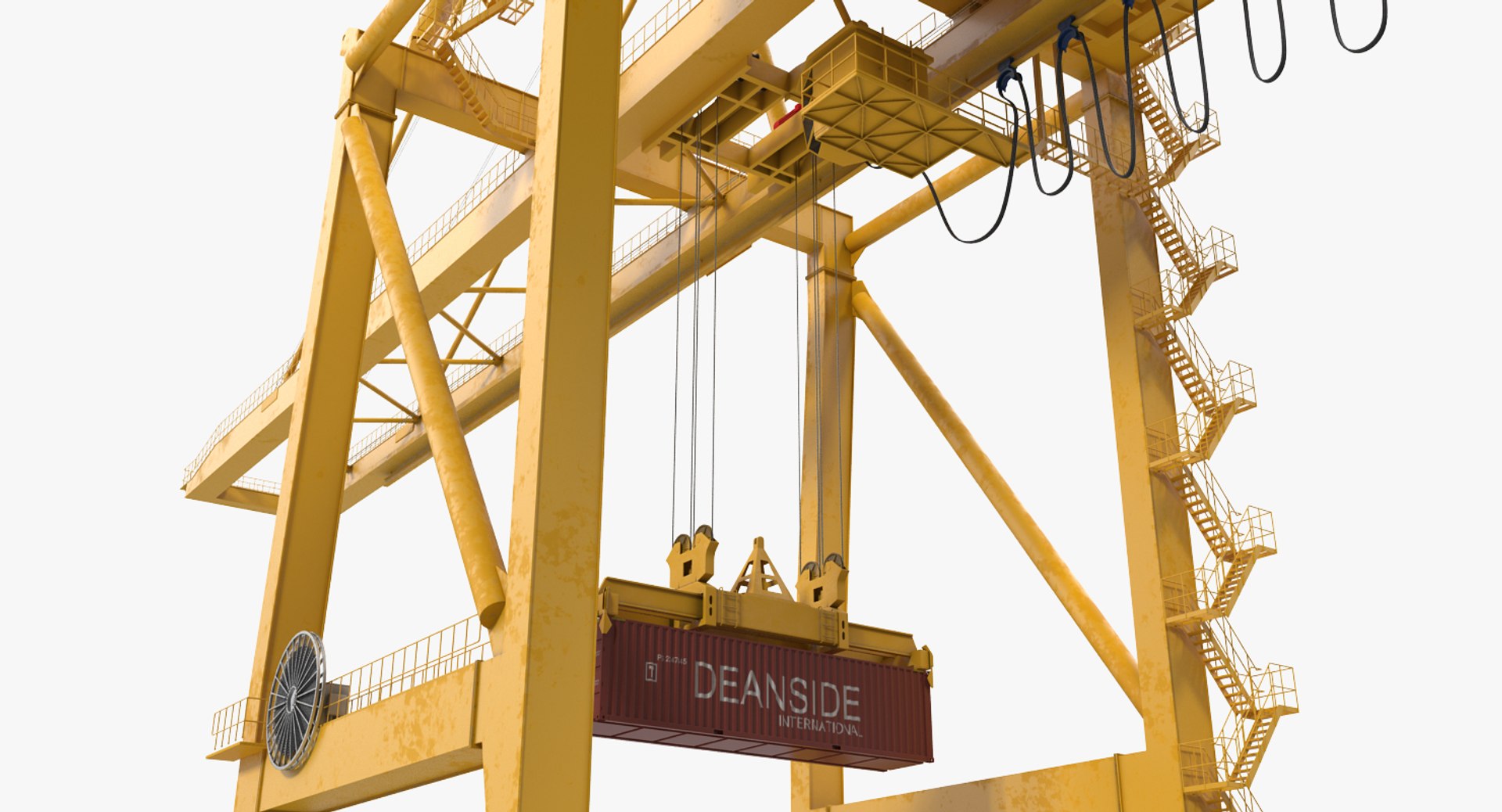 quayside container crane rigged 3d model