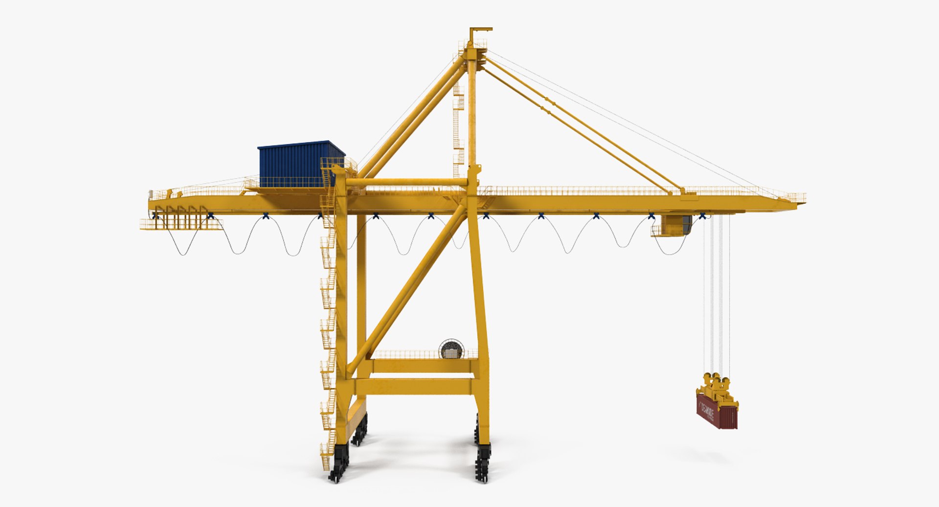 quayside container crane rigged 3d model
