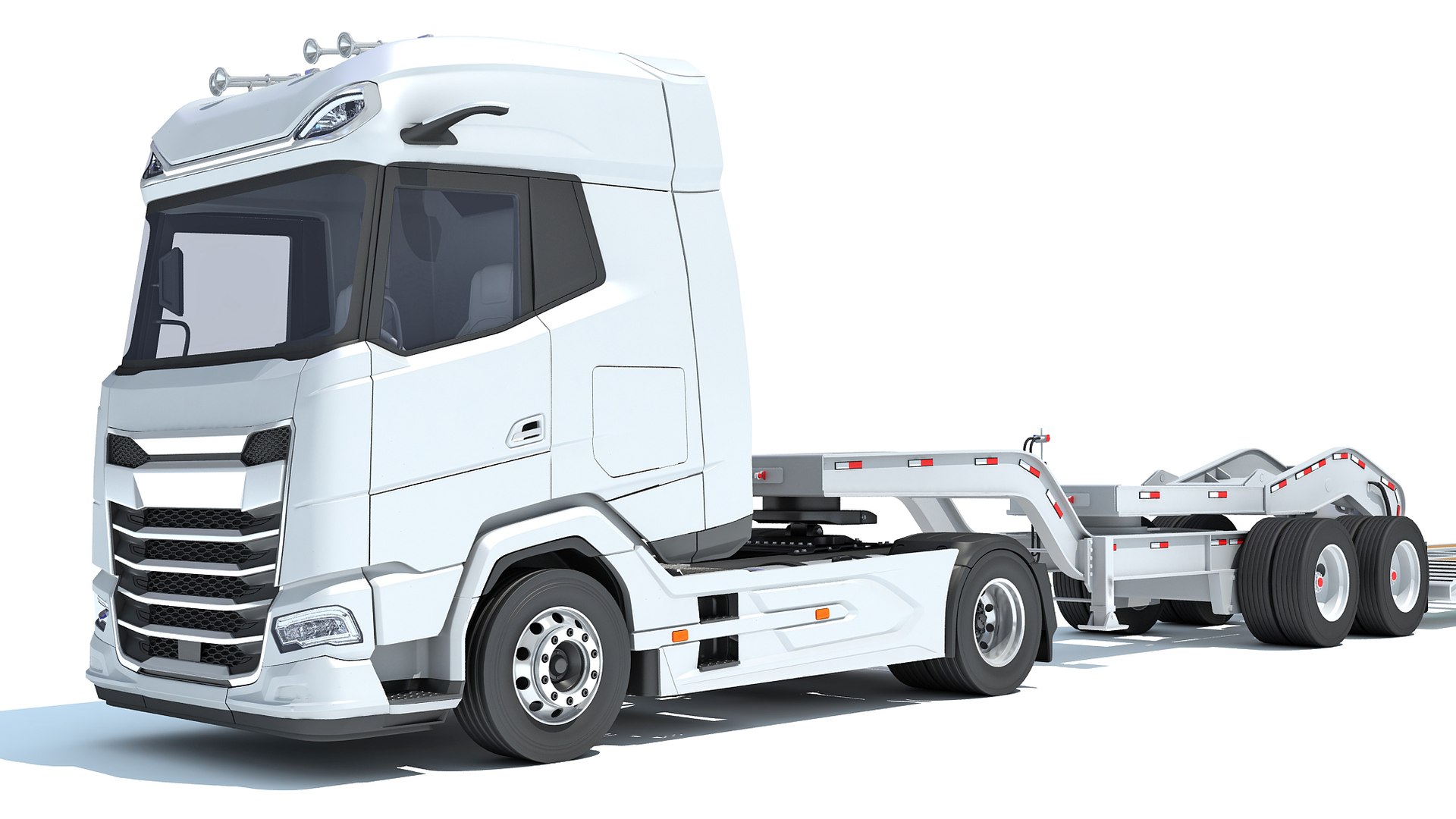 Semi Truck With Lowboy Trailer 3D - TurboSquid 2162120