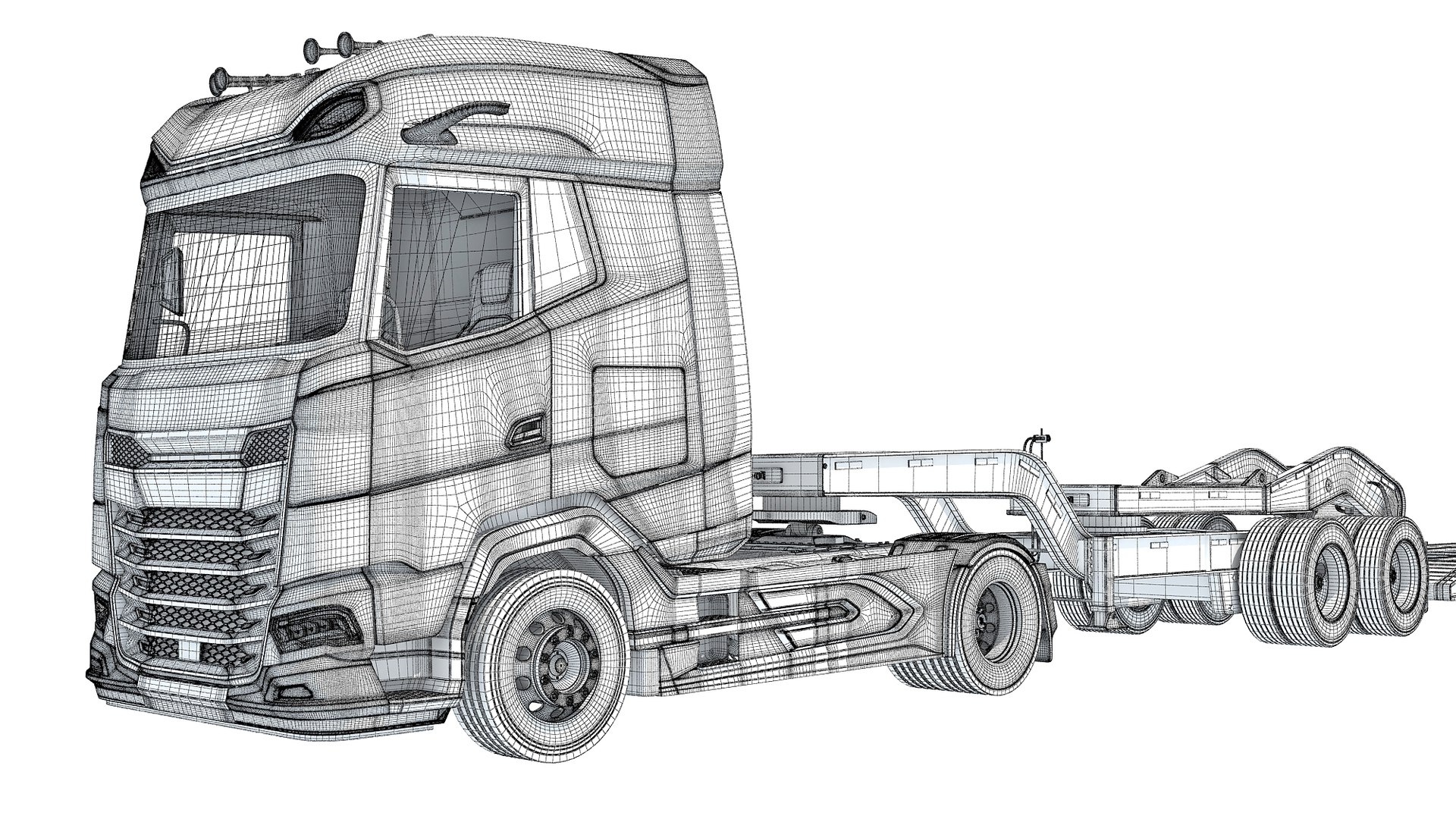 Semi Truck With Lowboy Trailer 3D - TurboSquid 2162120