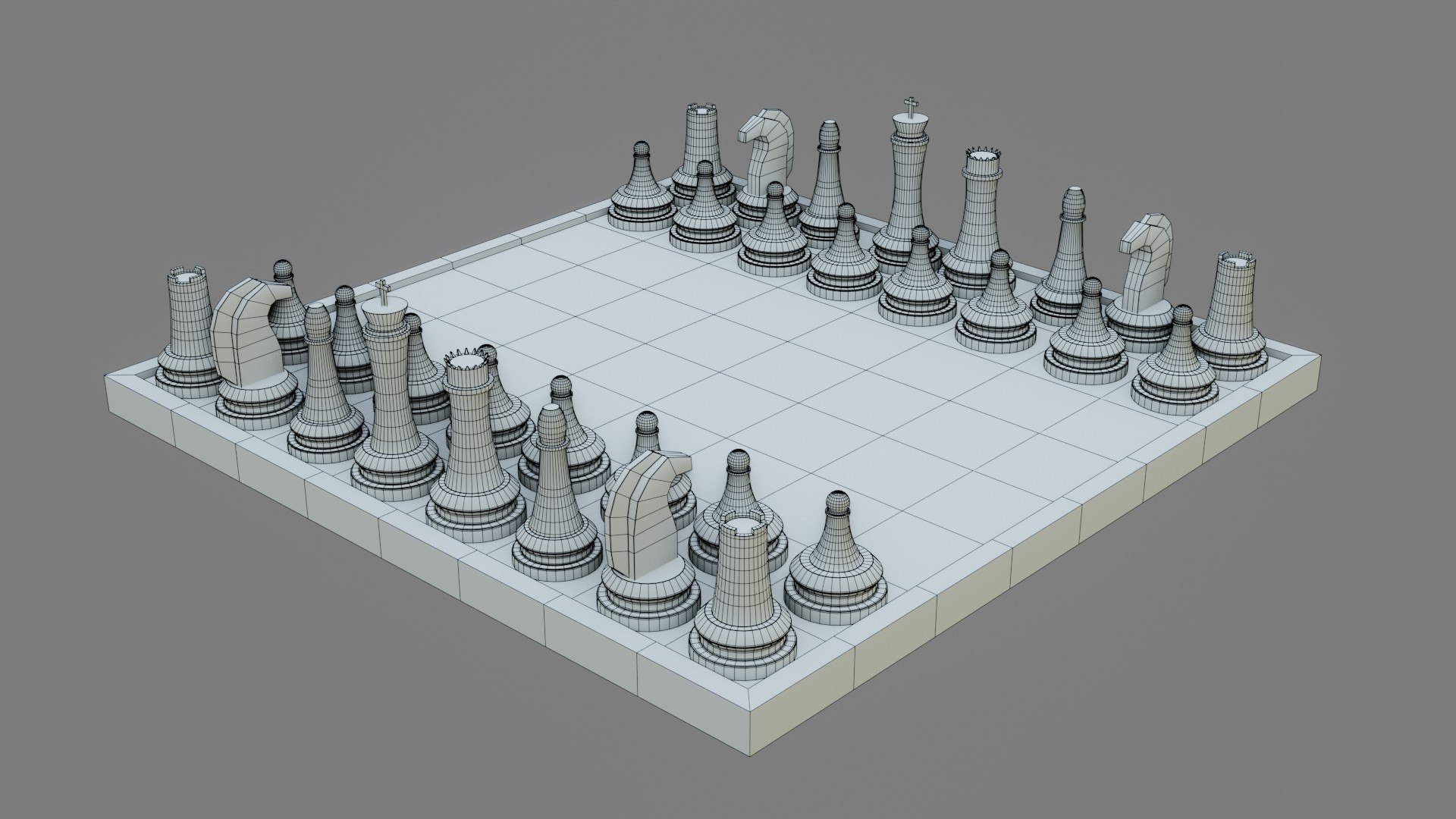 3D Low Poly Chess Board Set Model - TurboSquid 1936662