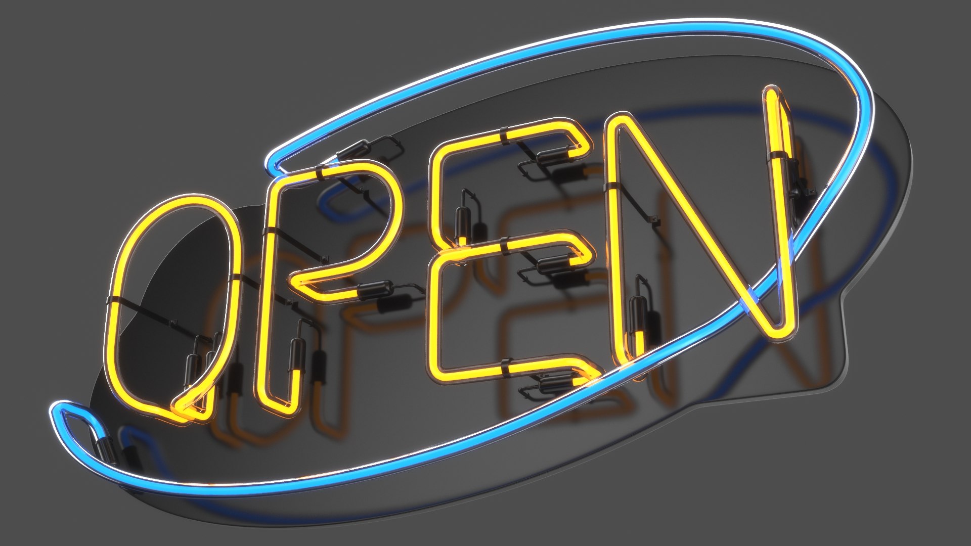 Two Detailed Neon Signs Open And Closed 3D - TurboSquid 2076778