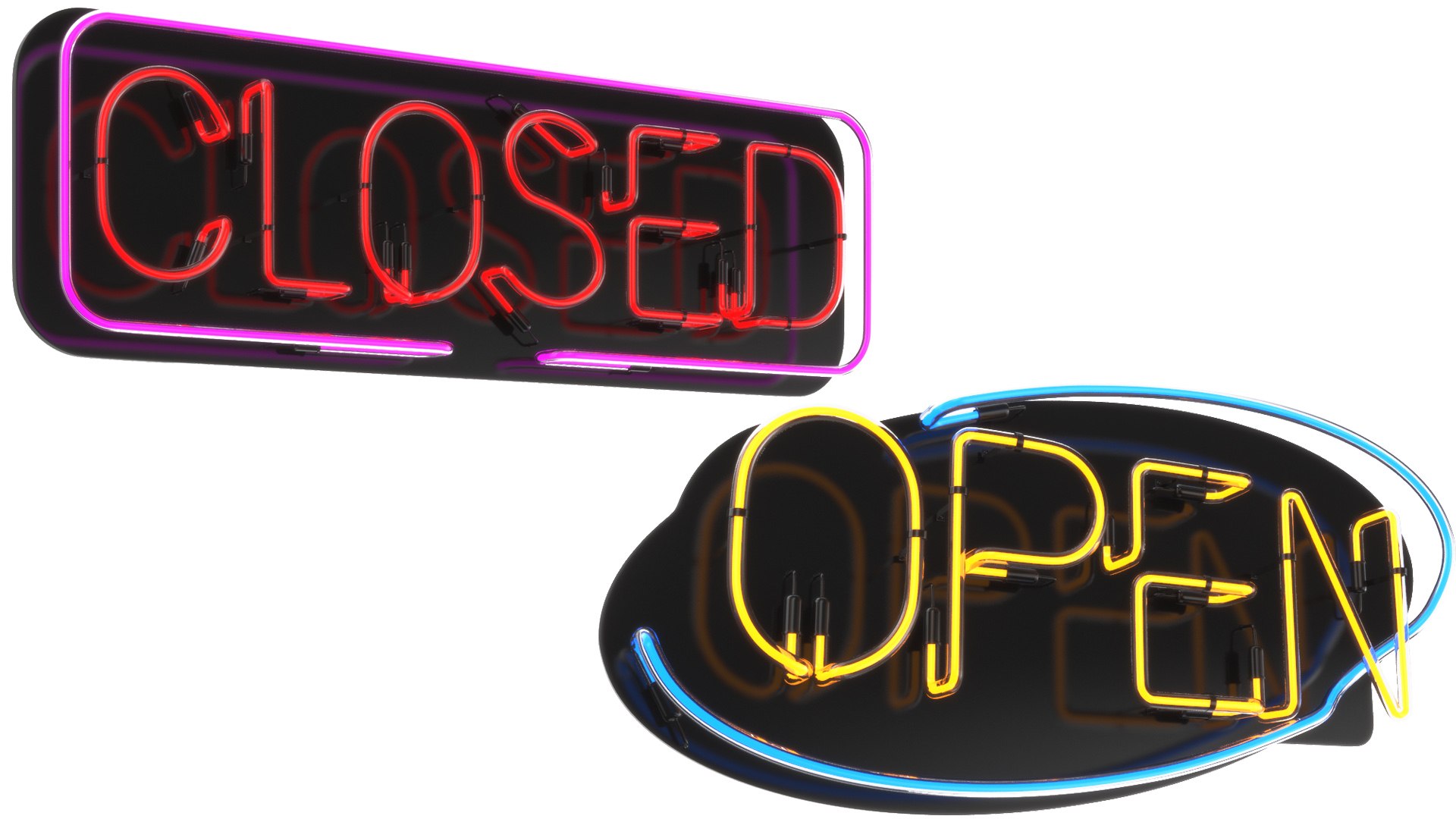Two Detailed Neon Signs Open And Closed 3D - TurboSquid 2076778