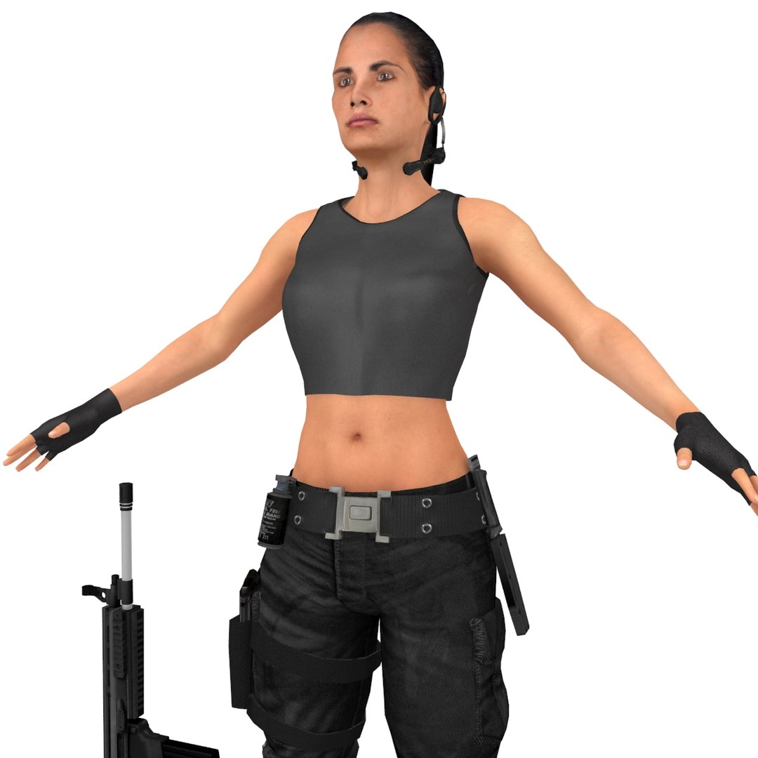 3D Female Mercenary Knife Gun Model - TurboSquid 1322797