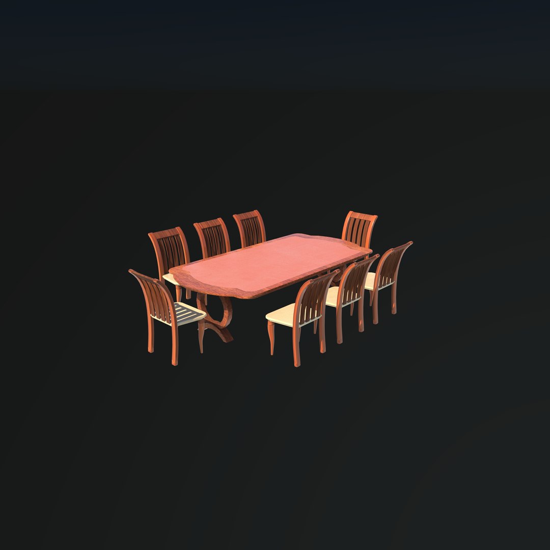 3D Wooden Dining Table 3D Model - TurboSquid 2363078