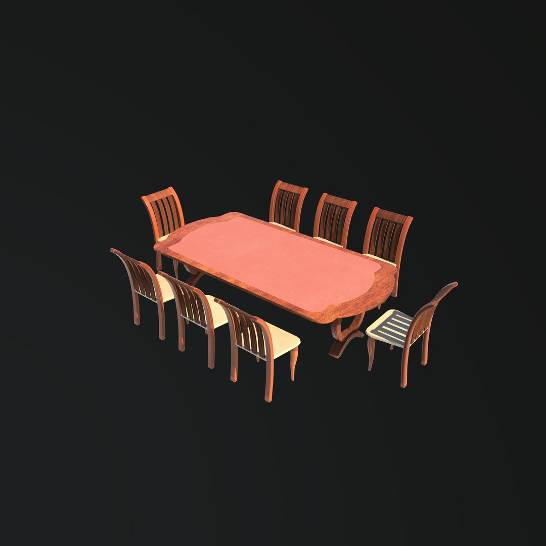 3D Wooden Dining Table 3D Model - TurboSquid 2363078