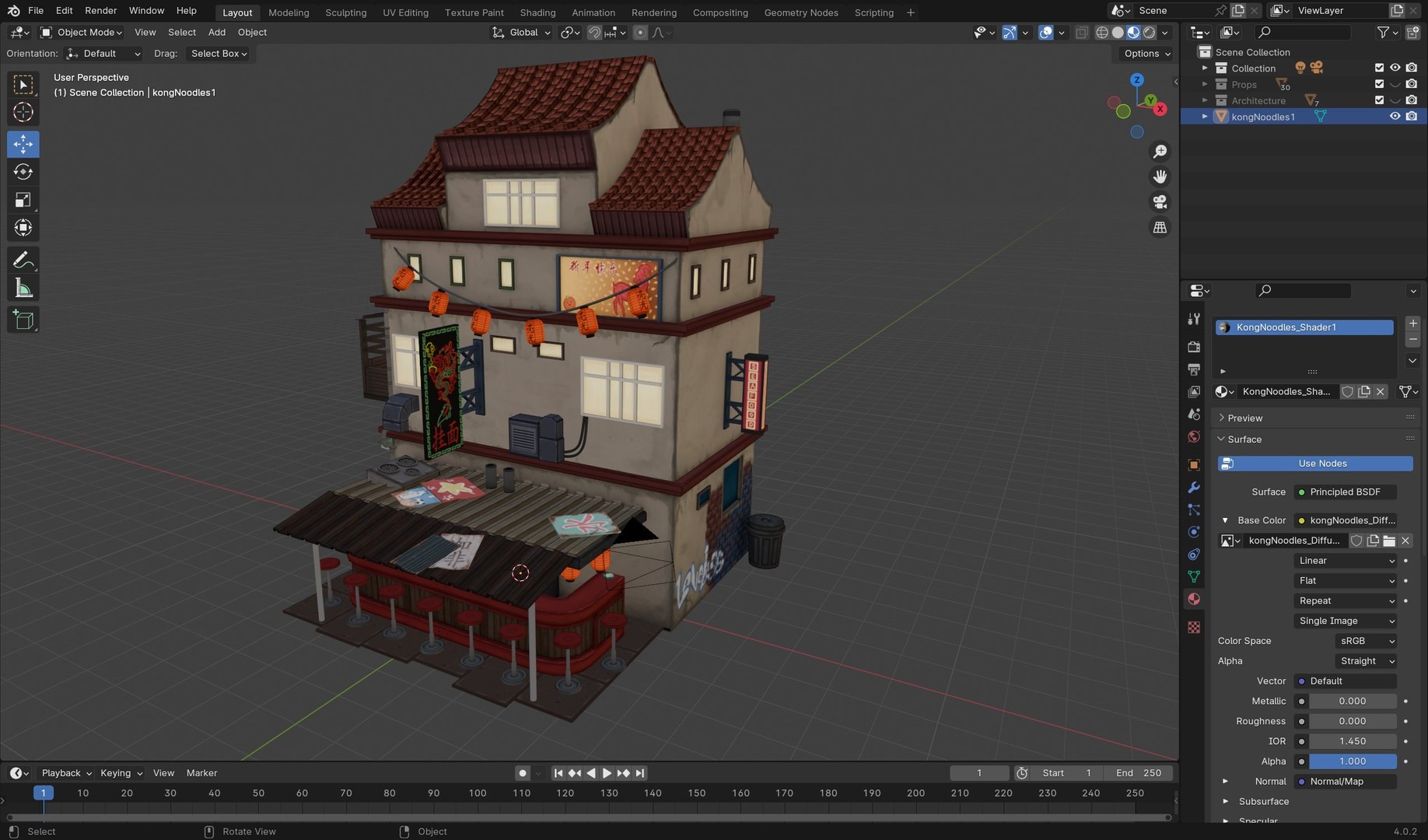 Kong Noodles Low-poly 3D Model Noodle Restaurant 3D Model - TurboSquid ...