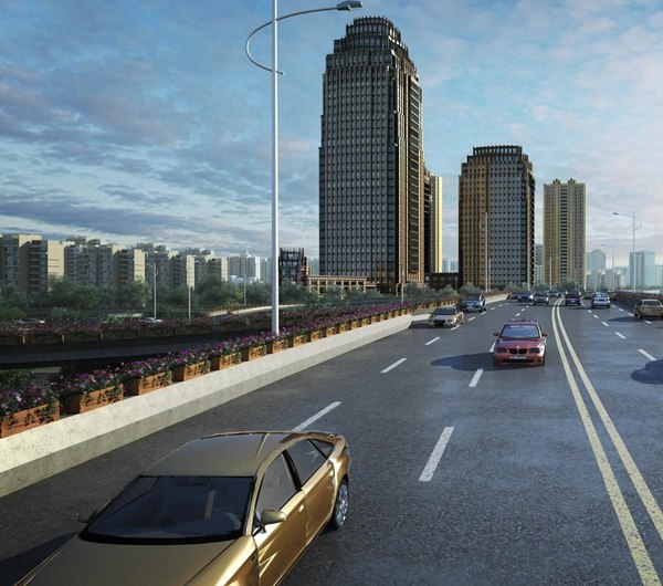 3D Highway road road City road overpass racing track City road tunnel ...