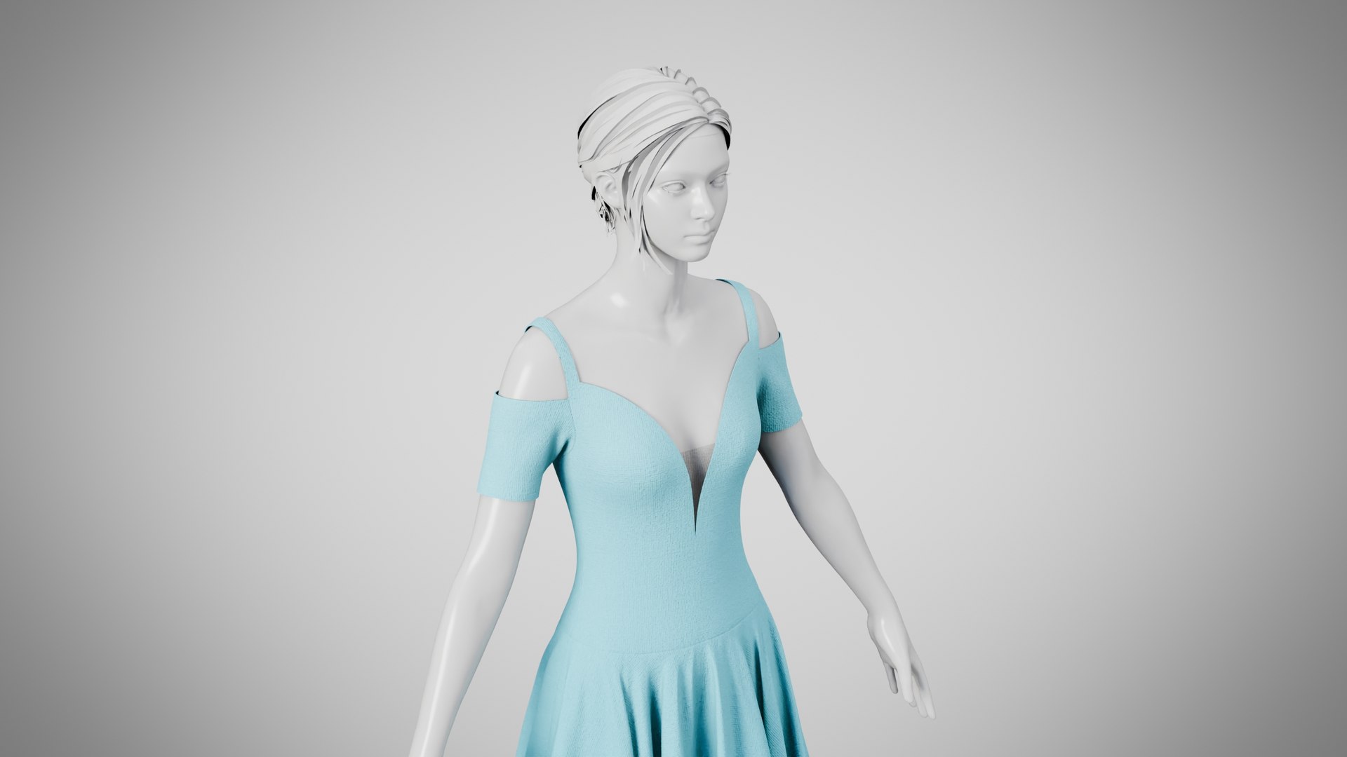 Dress 38 Sky Blue 3D Model - TurboSquid 2520423