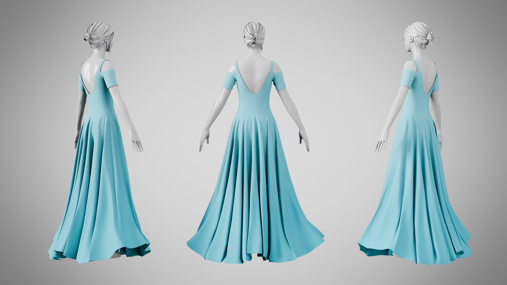 Dress 38 Sky Blue 3D Model - TurboSquid 2520423