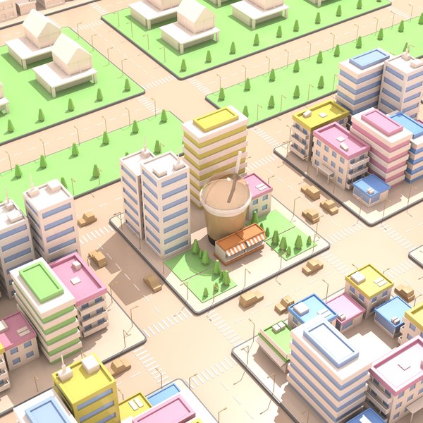 Low Poly Cartoon City 3D model - TurboSquid 1866126