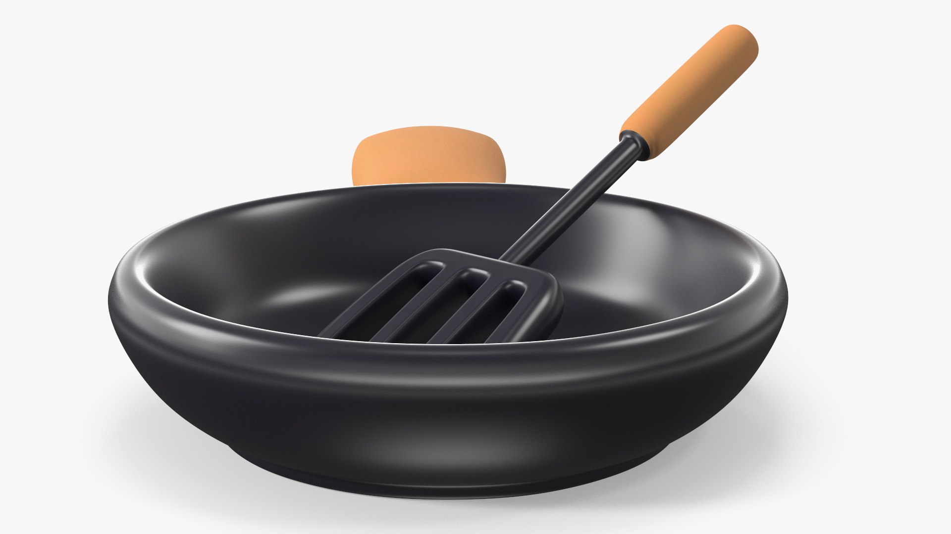 3D Cartoon Empty Skillet With Cooking Flipper - TurboSquid 2434527