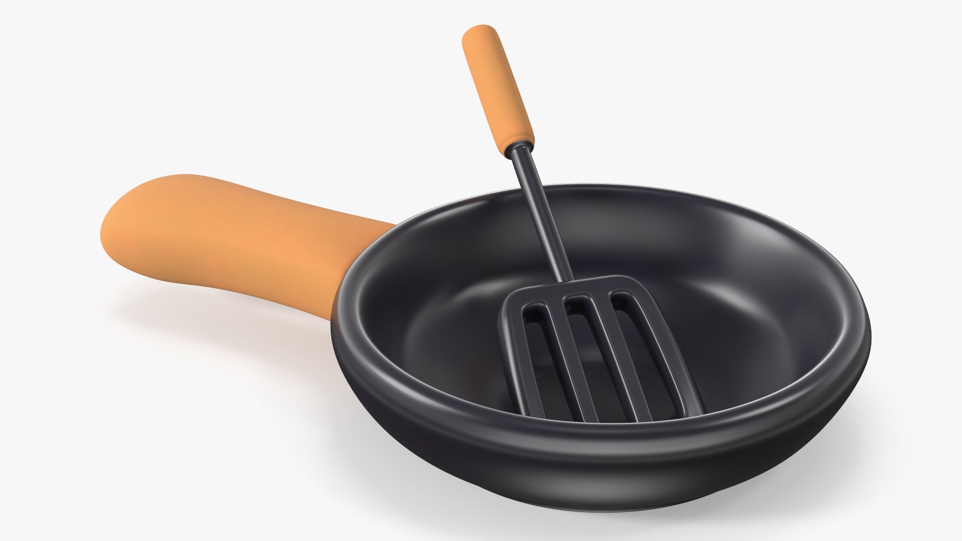 3D Cartoon Empty Skillet With Cooking Flipper - TurboSquid 2434527