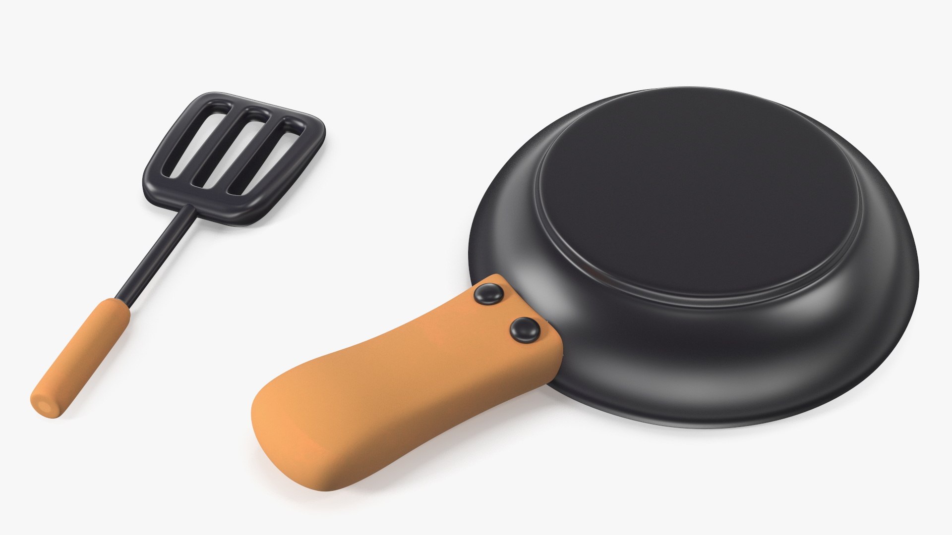 3D Cartoon Empty Skillet With Cooking Flipper - TurboSquid 2434527