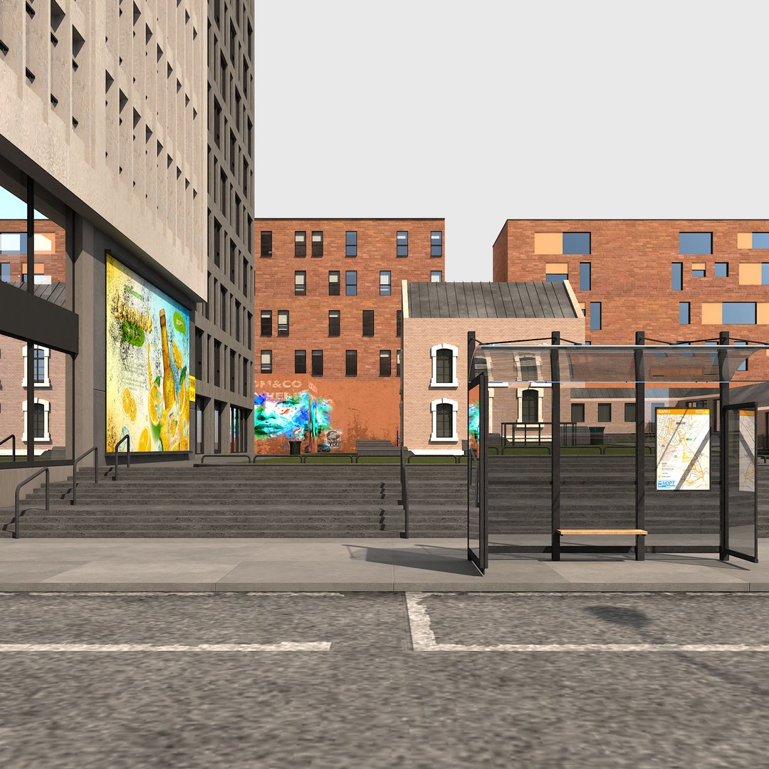 Downtown City Square Model - TurboSquid 1886664