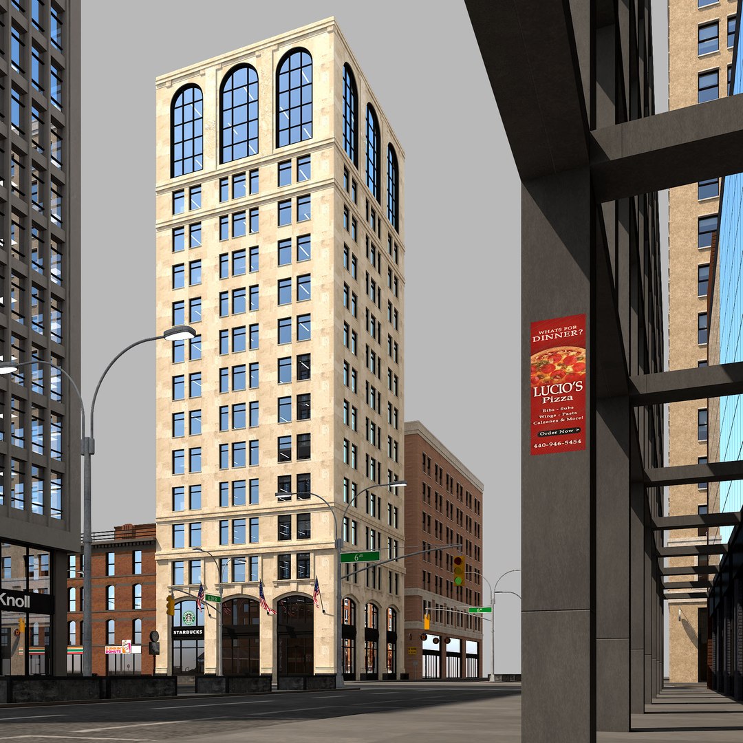 Downtown City Square Model - TurboSquid 1886664