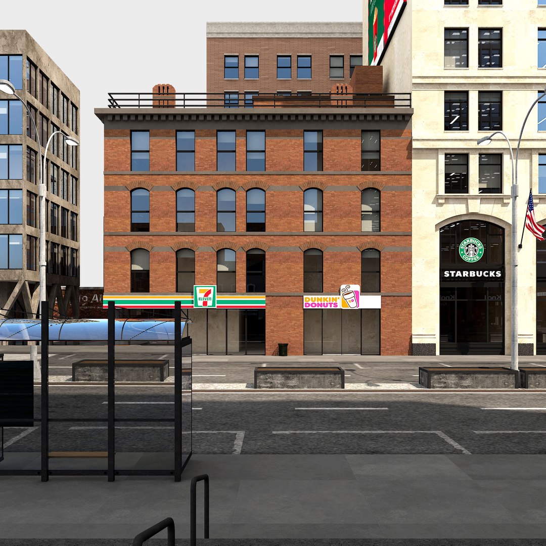 Downtown City Square Model - TurboSquid 1886664