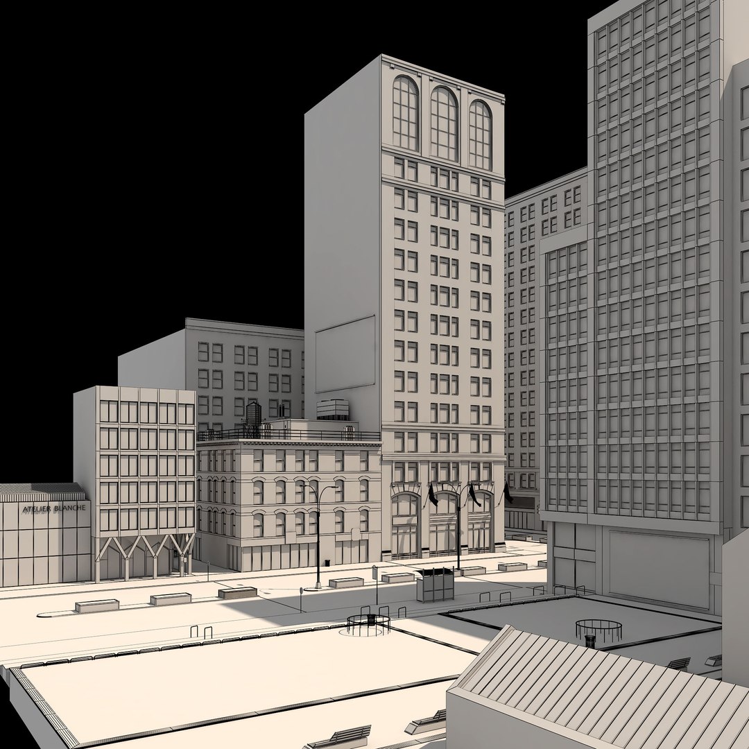 Downtown City Square Model - TurboSquid 1886664