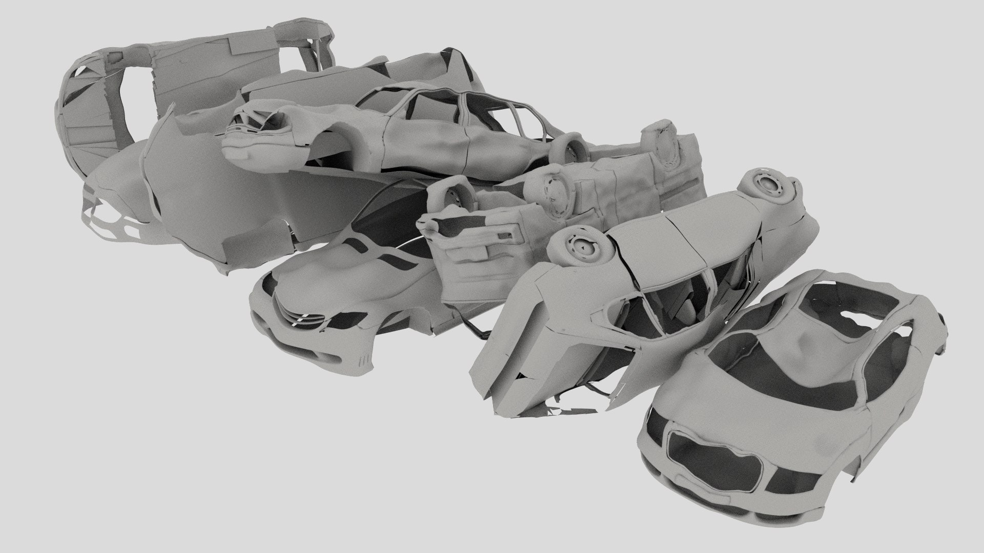 Destroyed Cars Vol 2 3D Model - TurboSquid 1949358