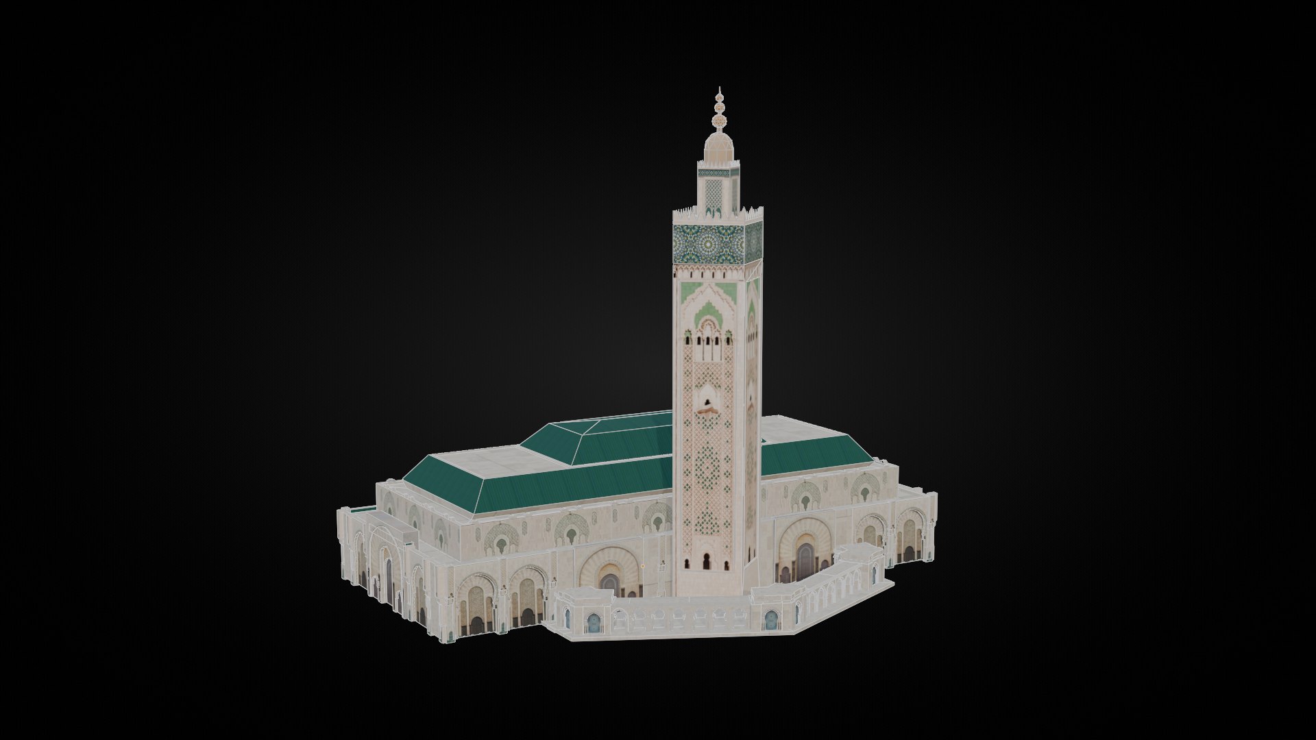 Low Poly Mosque Hassan 2 - Morocco Model - TurboSquid 2343738