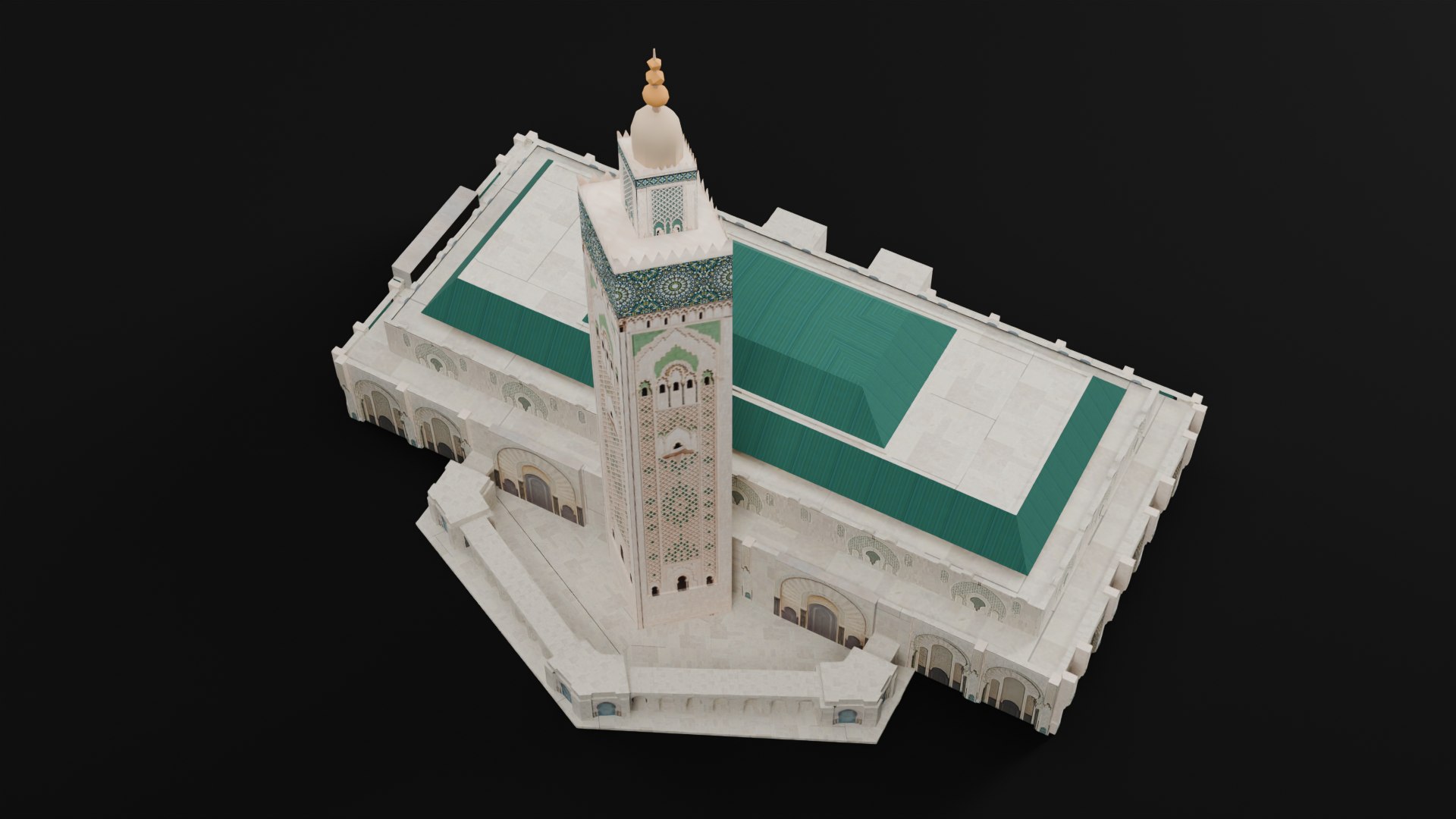 Low Poly Mosque Hassan 2 - Morocco Model - TurboSquid 2343738