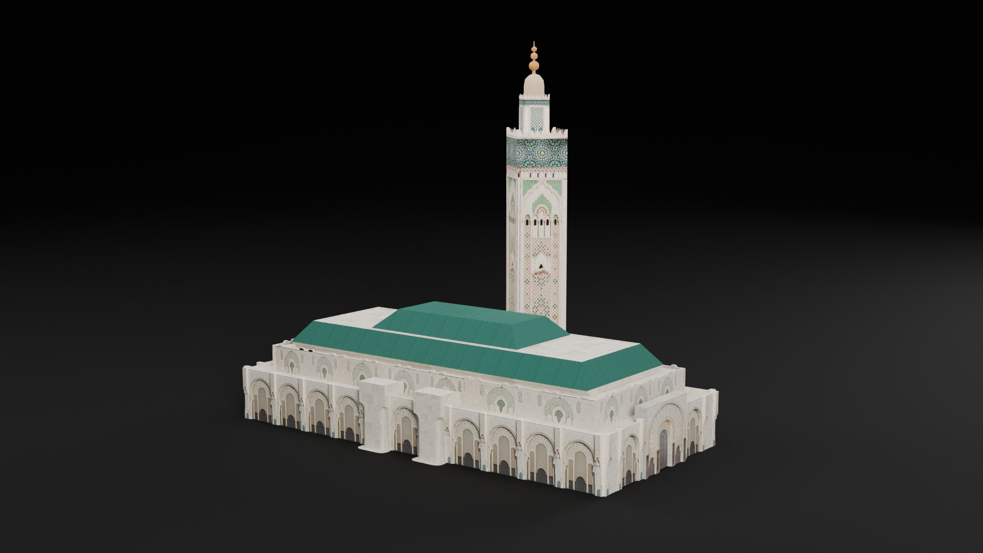 Low Poly Mosque Hassan 2 - Morocco Model - TurboSquid 2343738
