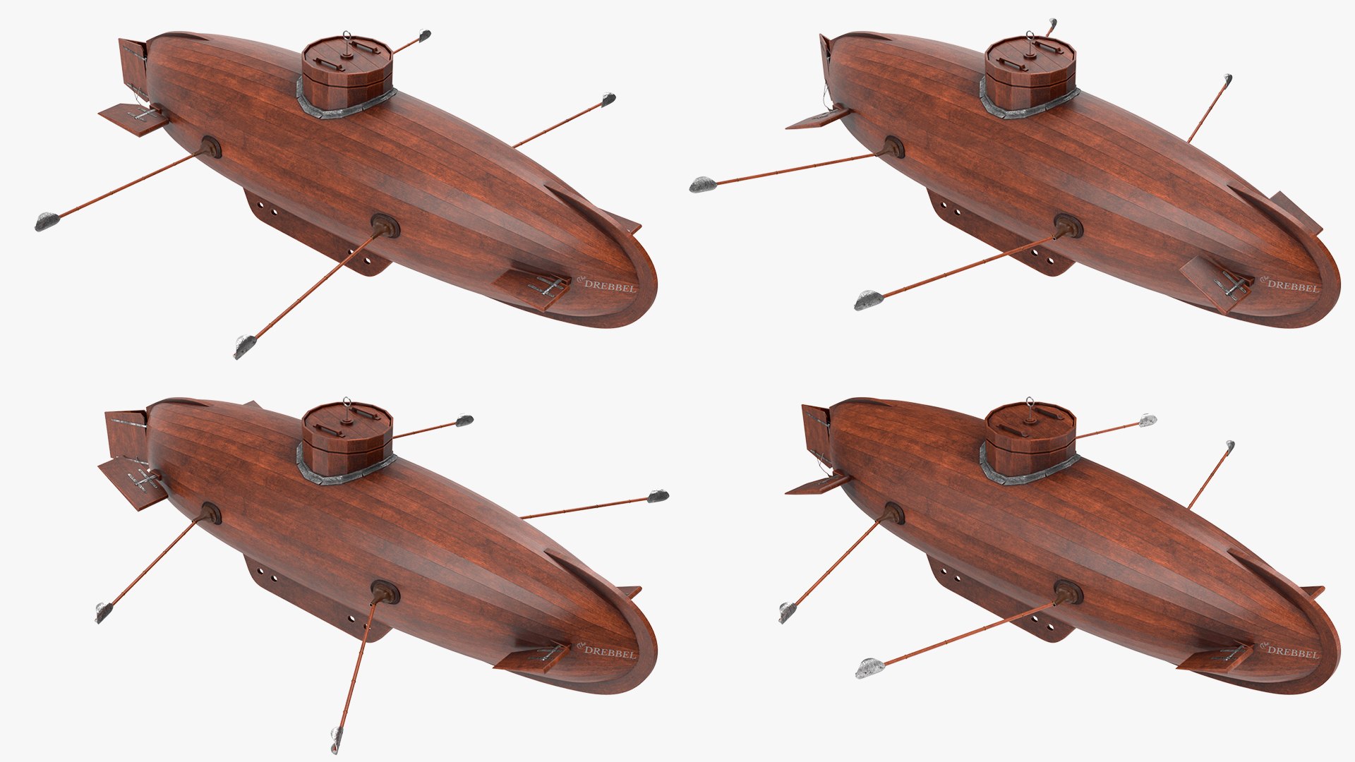 Realistic Model Of Drebbel Submarine Rigged 3D Model - TurboSquid 2234656