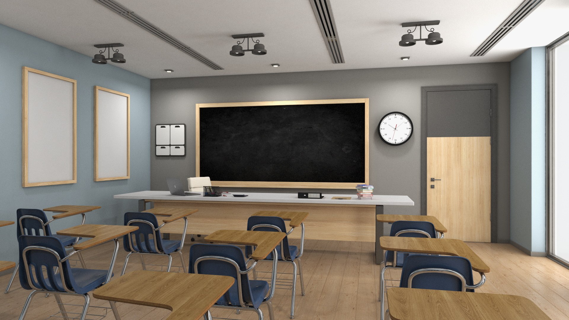 Classroom Interior with Furniture Light 3D - TurboSquid 2070399