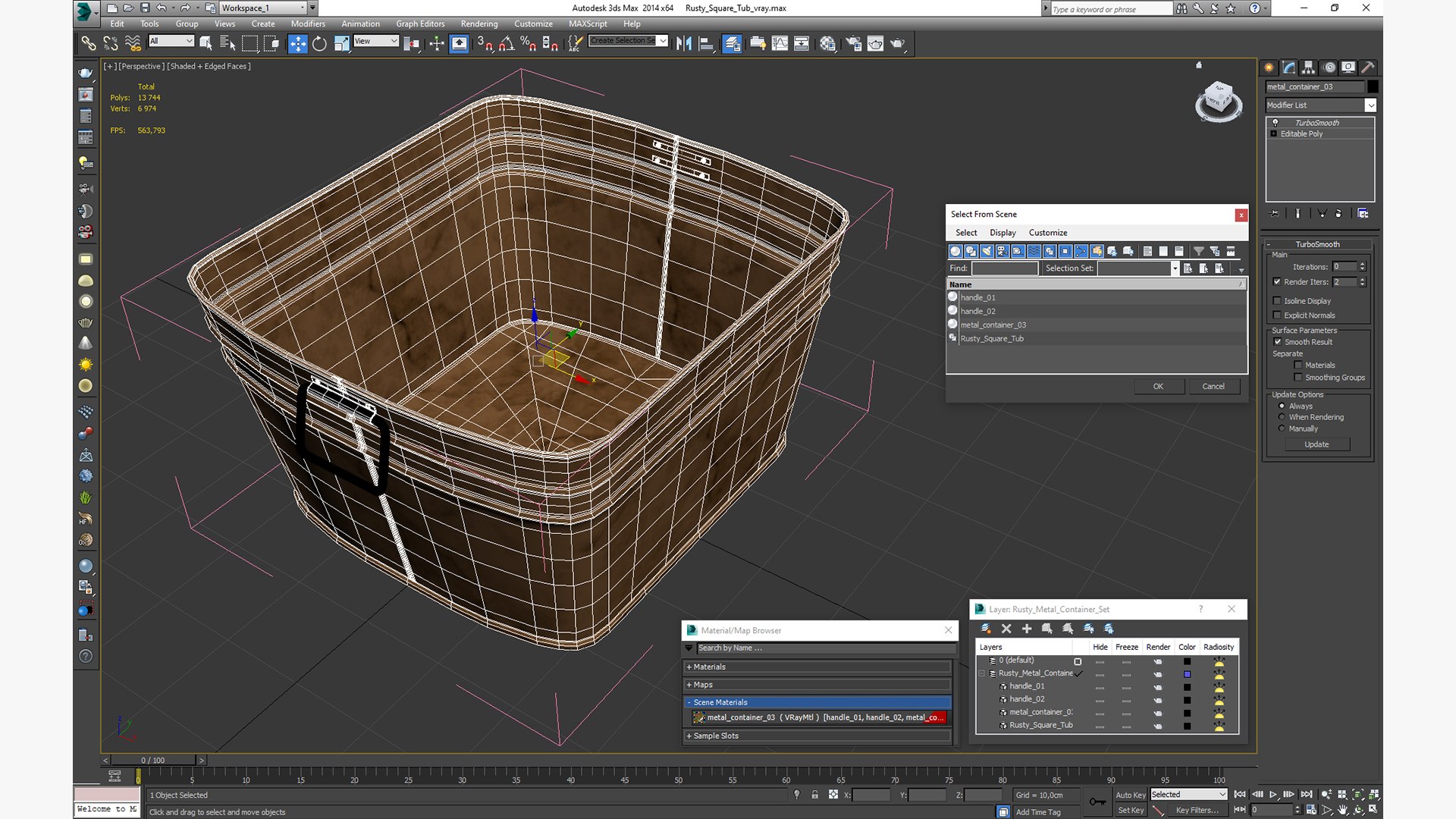 3D Rusty Square Tub model - TurboSquid 1784348
