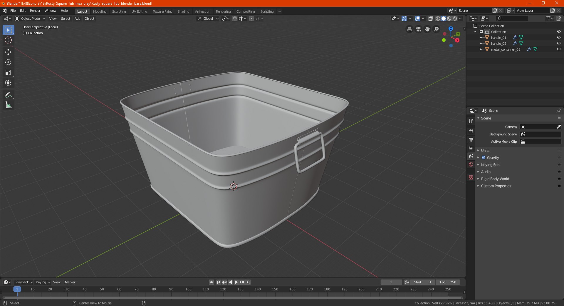3D Rusty Square Tub model - TurboSquid 1784348