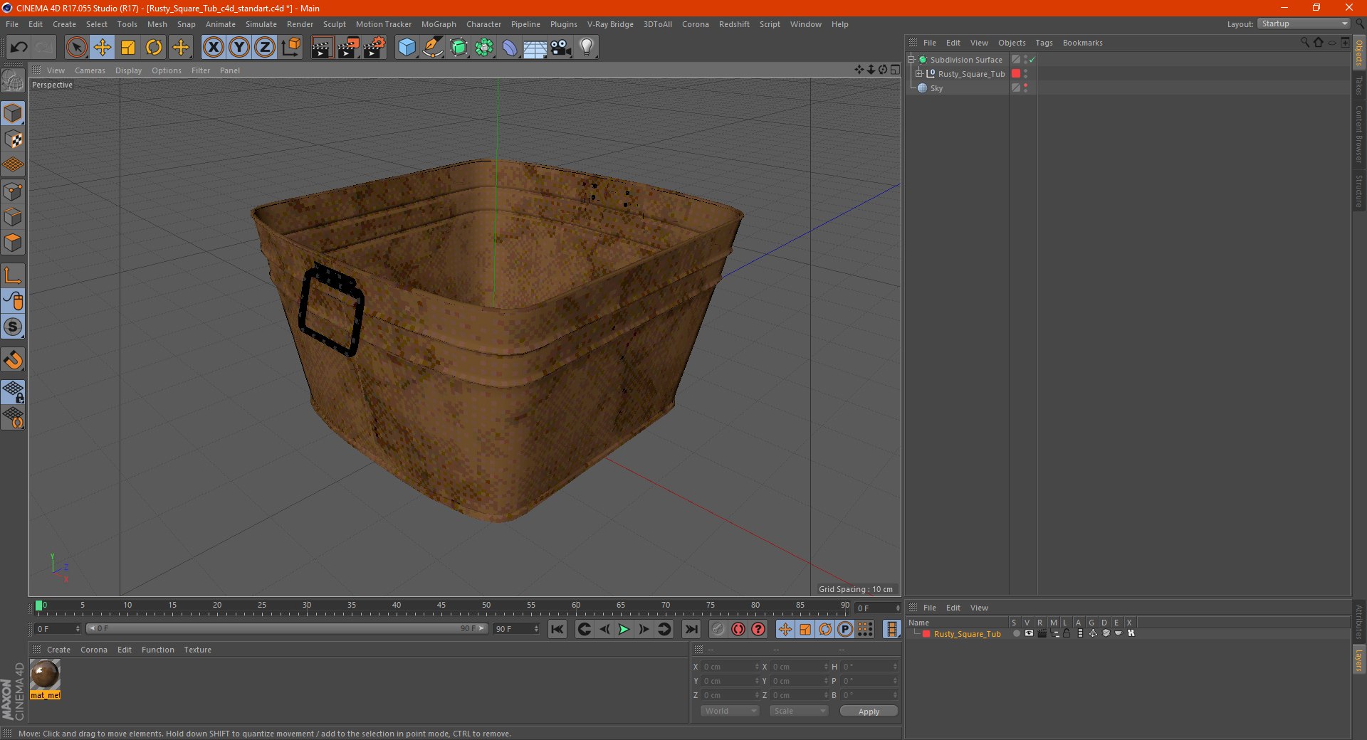 3D Rusty Square Tub model - TurboSquid 1784348